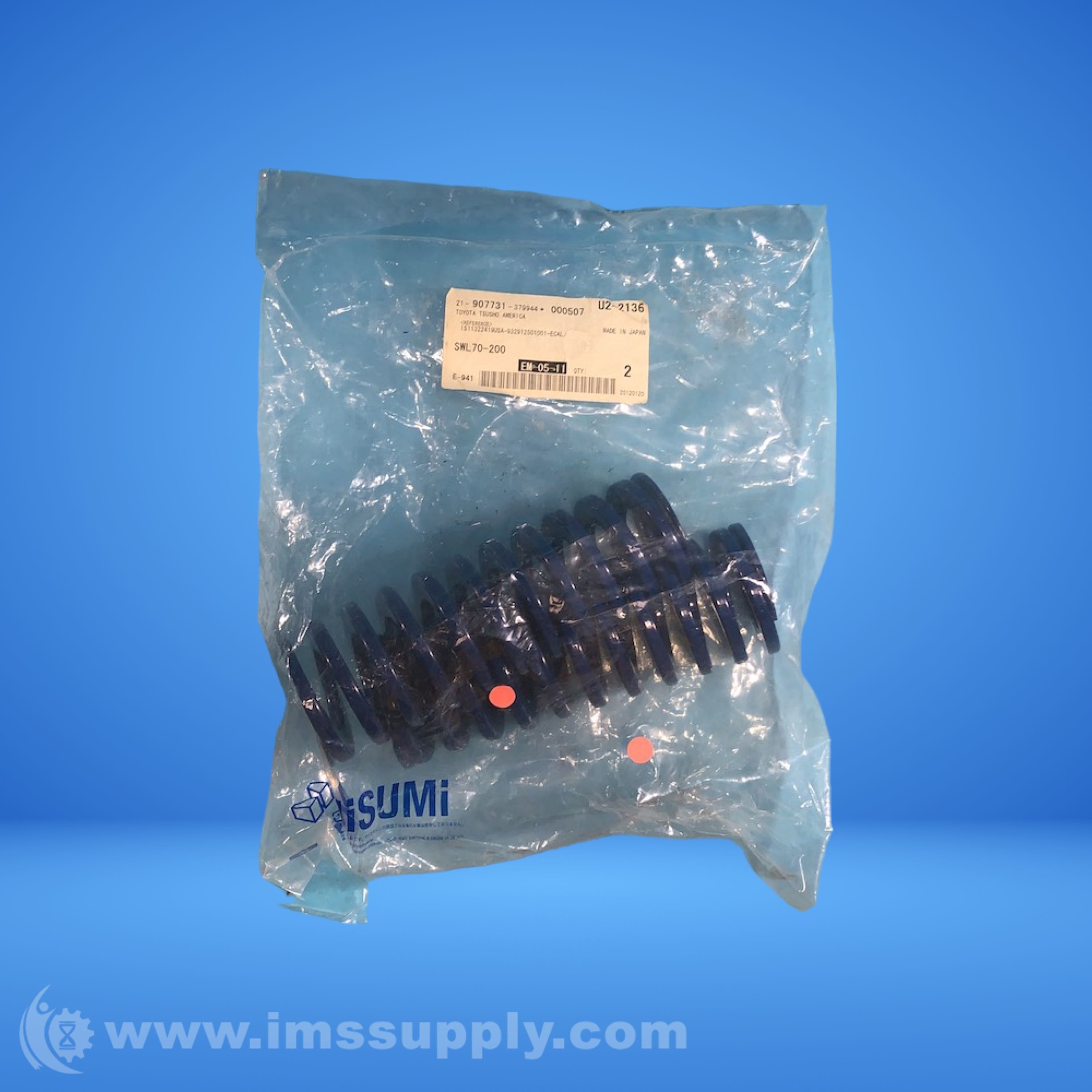 Misumi SWL70-200 Bag of 2 Dark Blue Compression Springs - IMS Supply