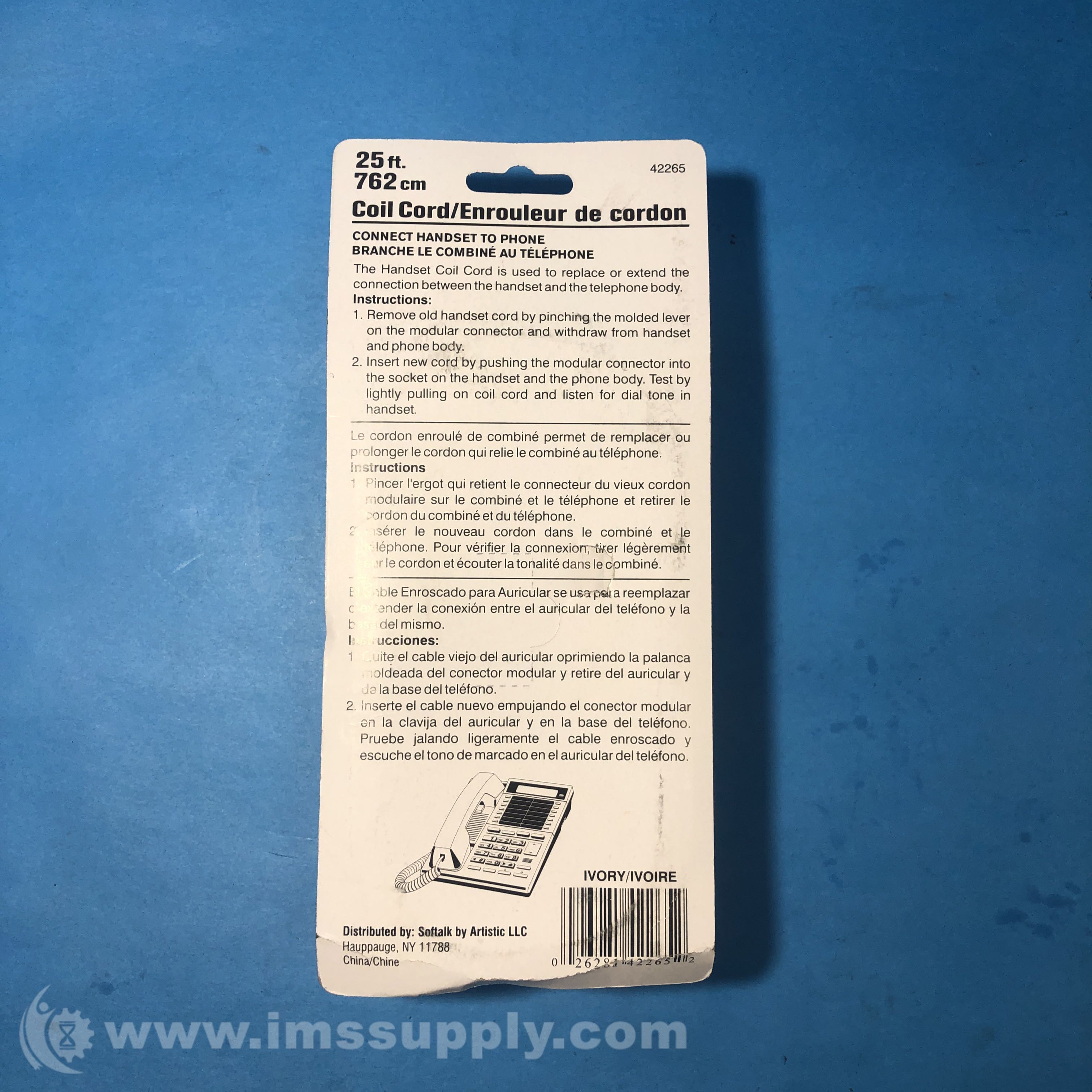 Softalk 42265 Phone Coil Cord 25' - IMS Supply