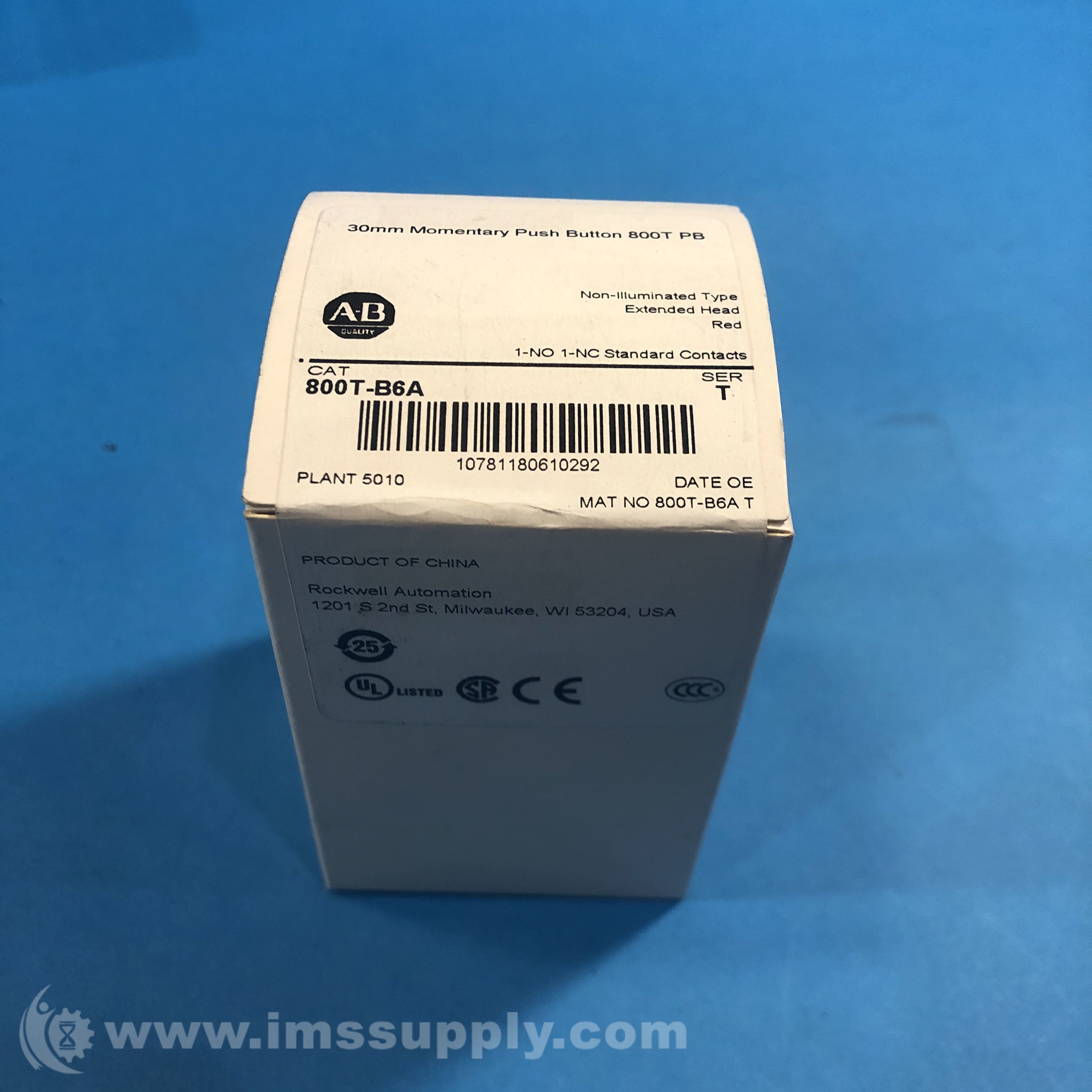 Allen Bradley 800T-B6A Series T Push Button Switch, 600 VAC/VDC - IMS Supply