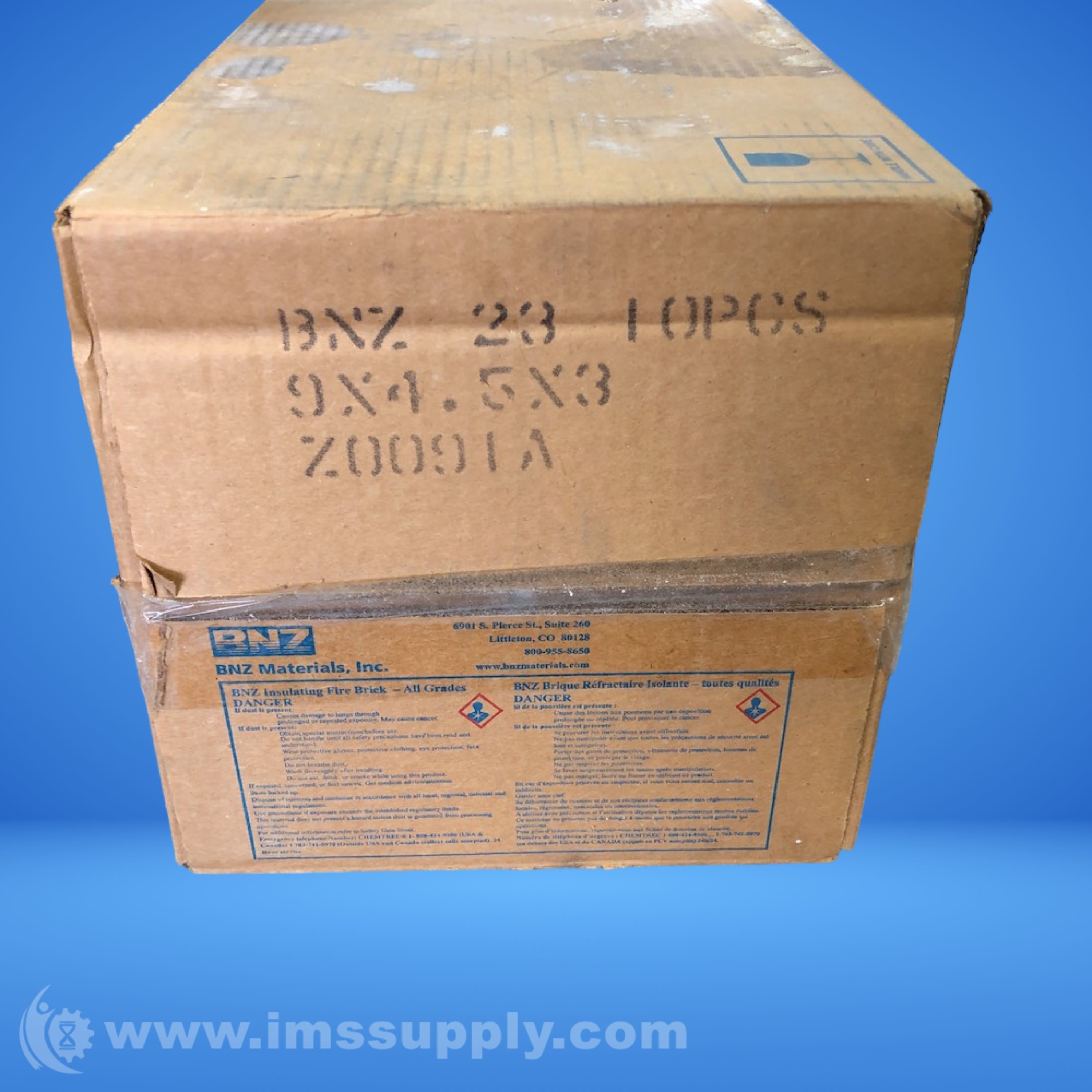 BNZ Materials 9X4.5X3 Z0091A Box of 10 Insulating Fire Bricks - IMS Supply