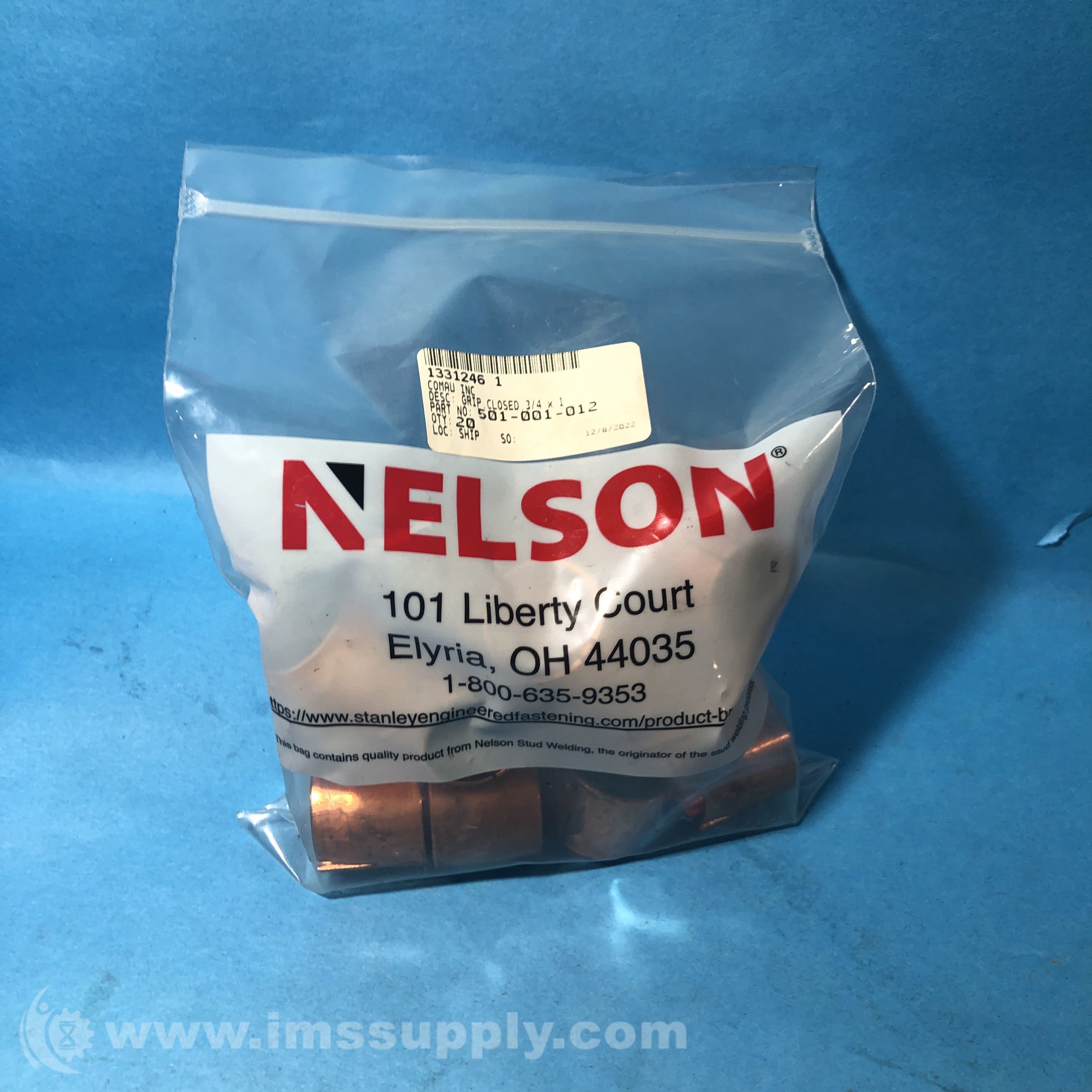 Nelson 501-001-012 Pack of 20 Ferrule Grips, Closed, 3/4 x 1 - IMS Supply