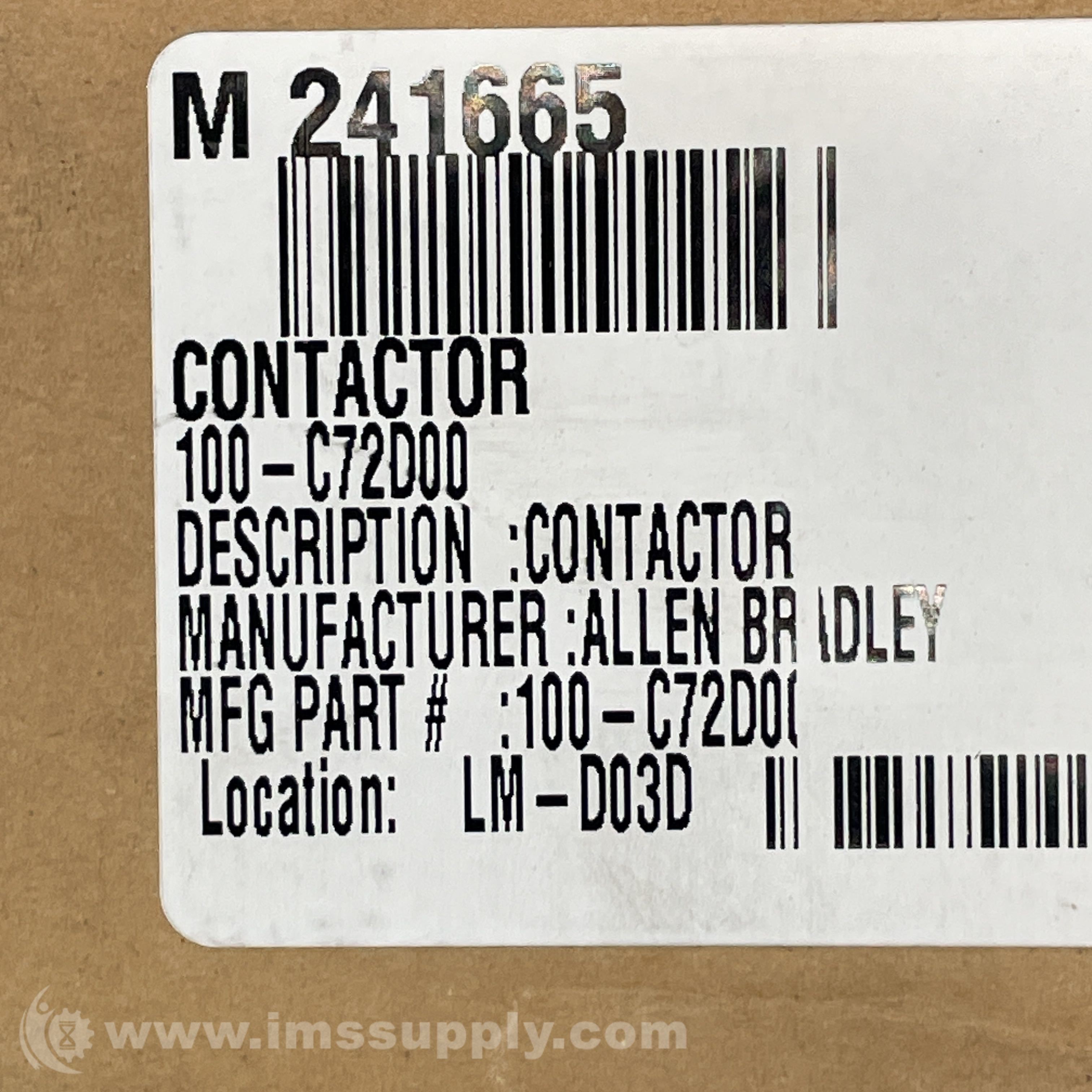 Allen Bradley 100-C72D00 Series B Contactor - IMS Supply