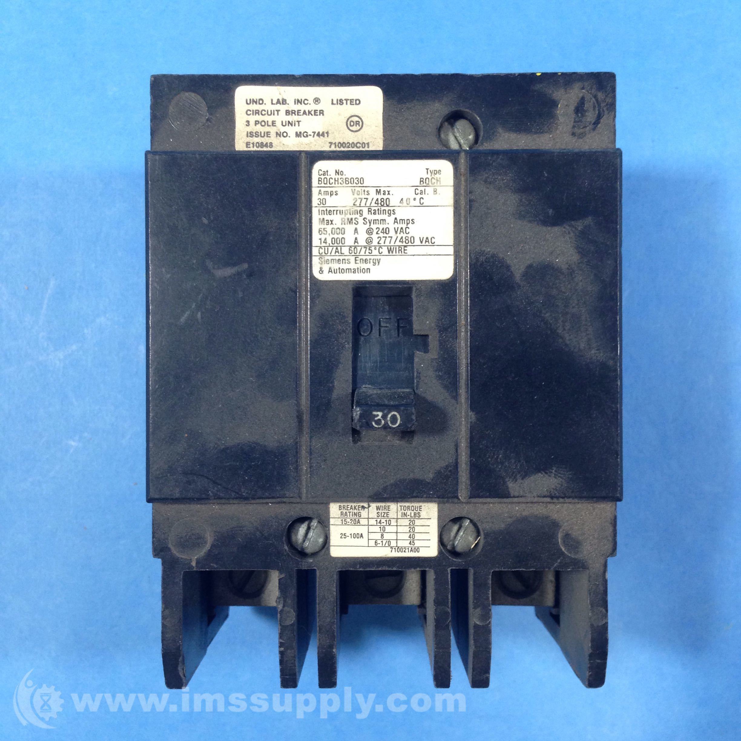 Siemens BQCH3B030 Circuit Breaker, 30 Amp - IMS Supply