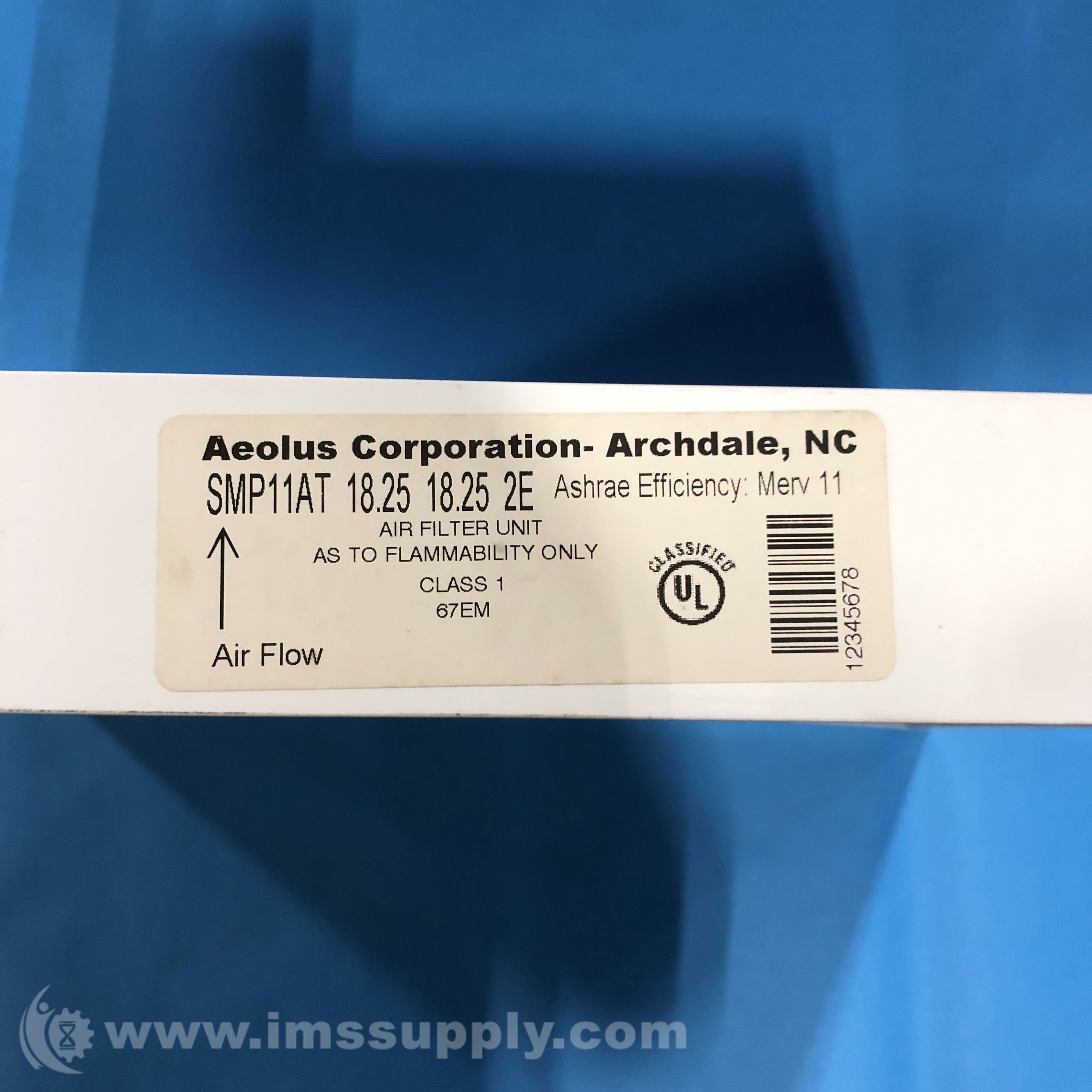 Aeolus SMP11AT Air Filter Unit, 18.25 18.25 2E Ashrae Efficiency - IMS ...