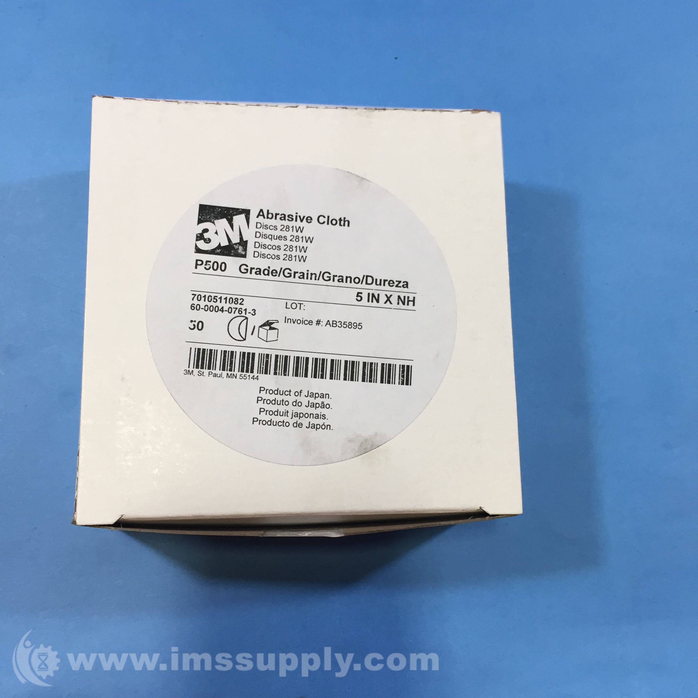 3M 281W Wetordry Cloth Disc, P500 Grade, 5 in x NH, Box of 50 - IMS Supply
