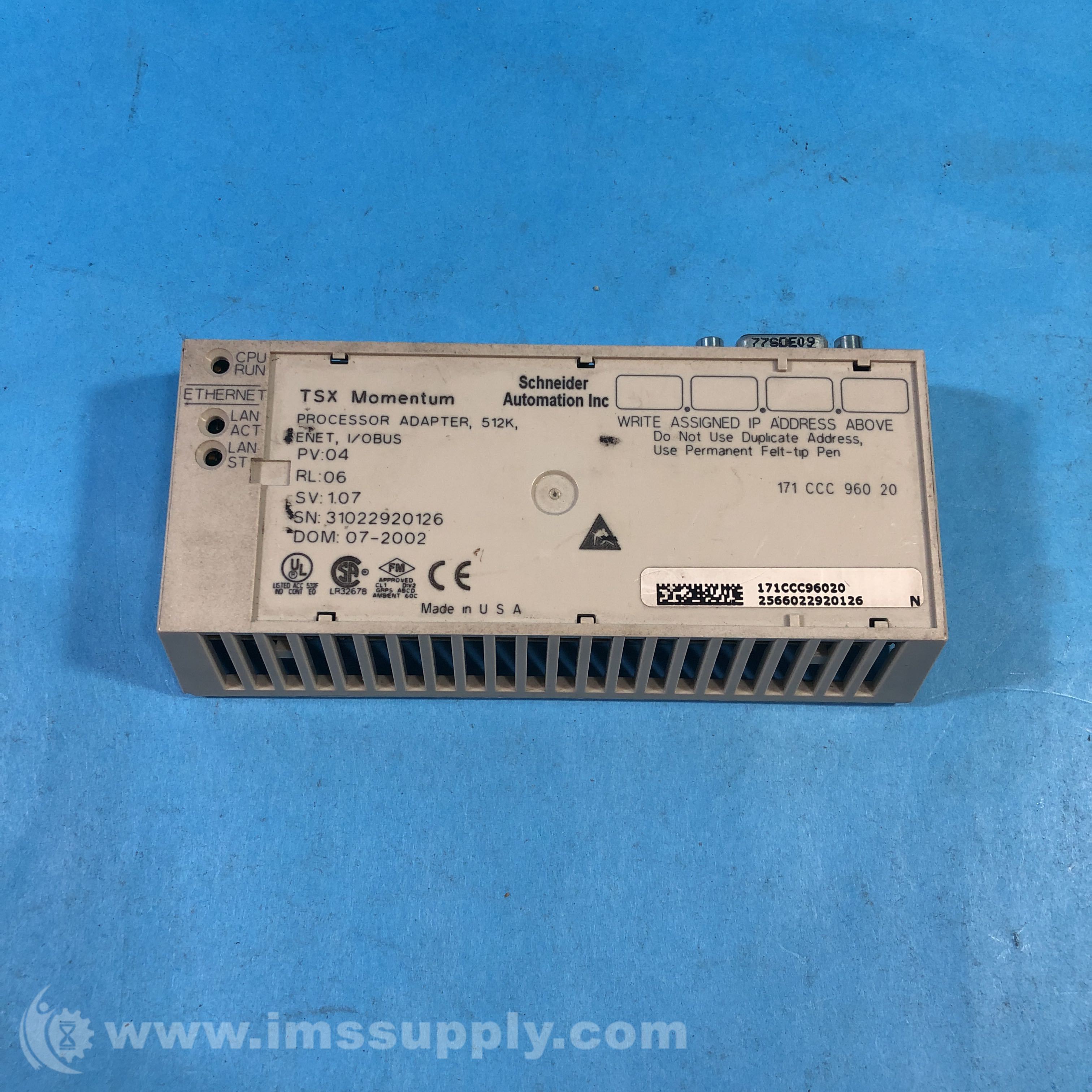 Schneider Automation Inc 171CCC96020 M1/M1E Processor Adaptor - IMS Supply