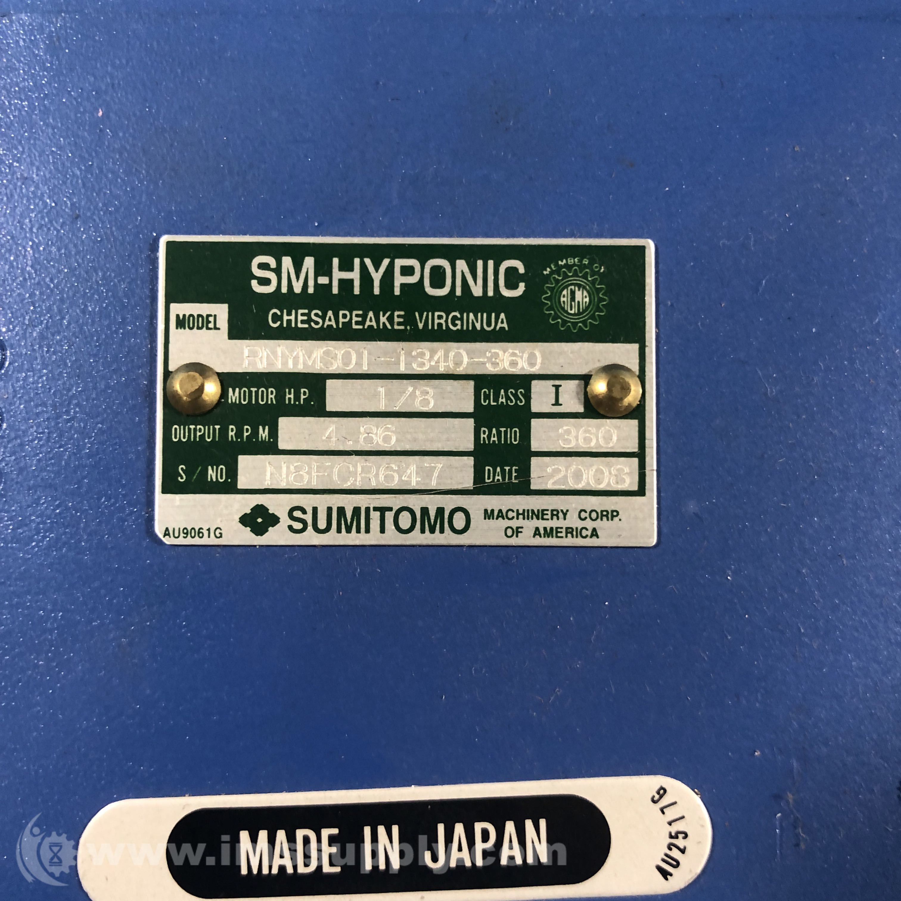 Sumitomo RNYMS01-1340-360 SM-Hyponic 1/8 Motor HP Ratio 360 - IMS Supply