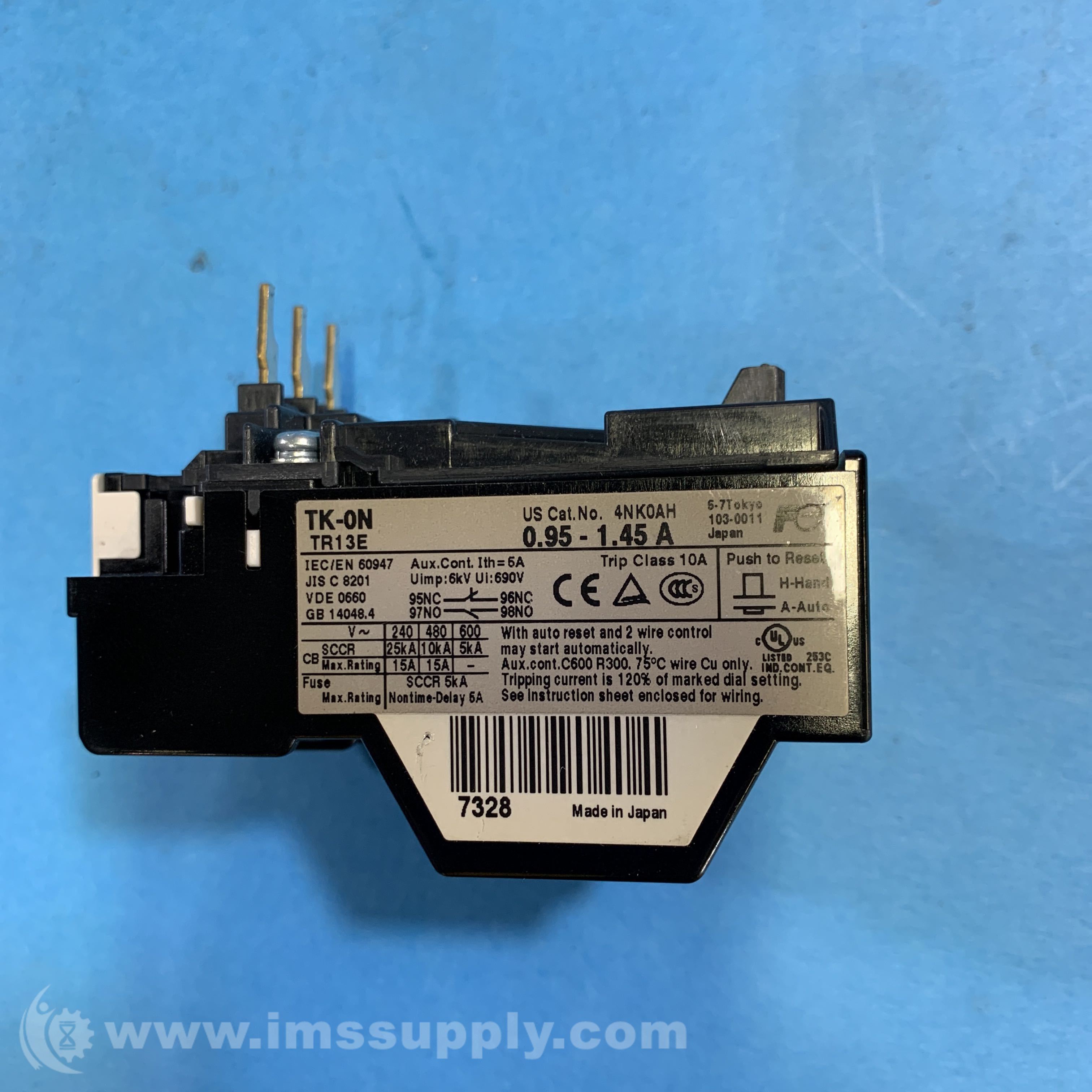 Fuji Electric 4NK0AH TK-0N TR13E Thermal Overload Relay - IMS Supply
