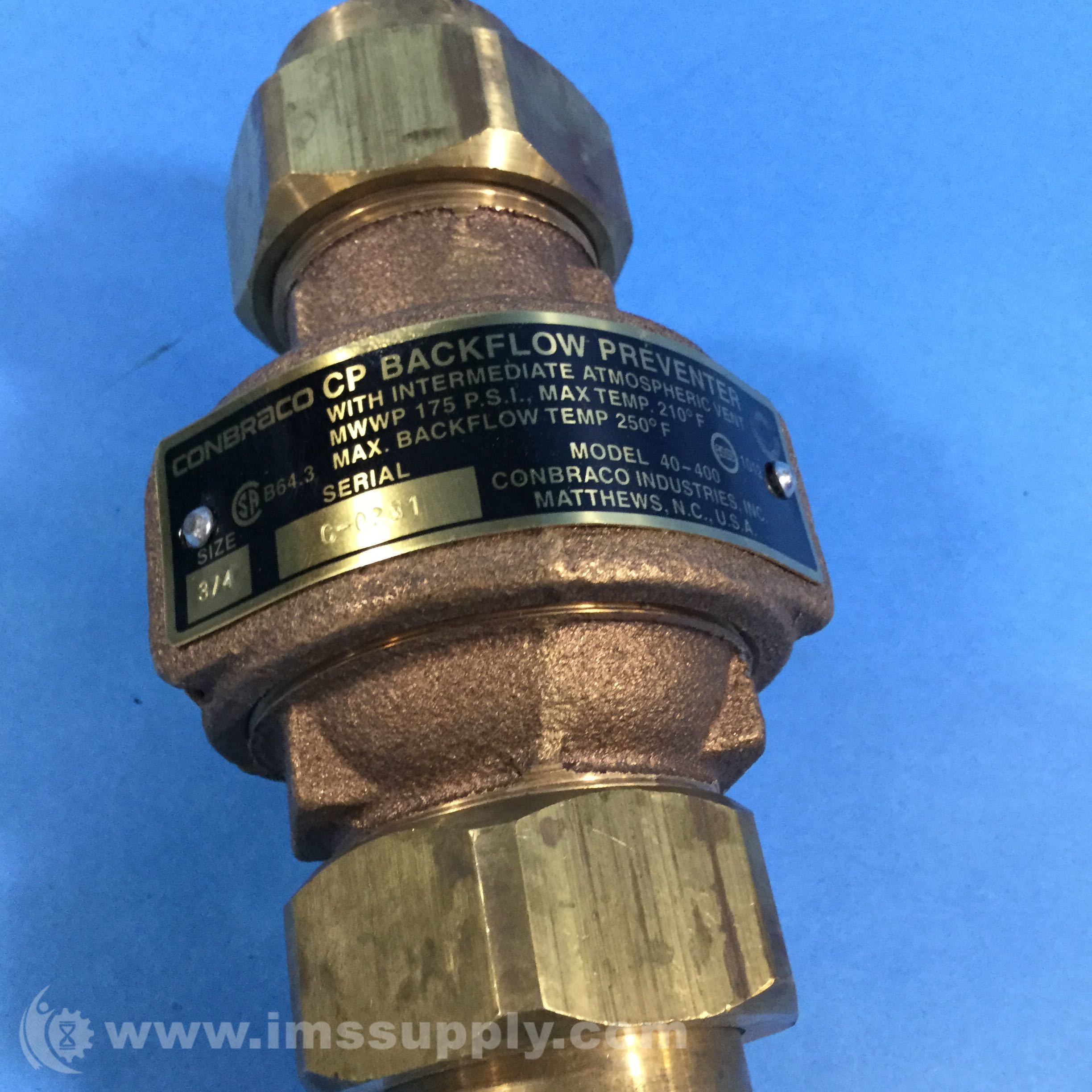 Conbraco 40-4A4-4AM Backflow Preventer Valve - IMS Supply