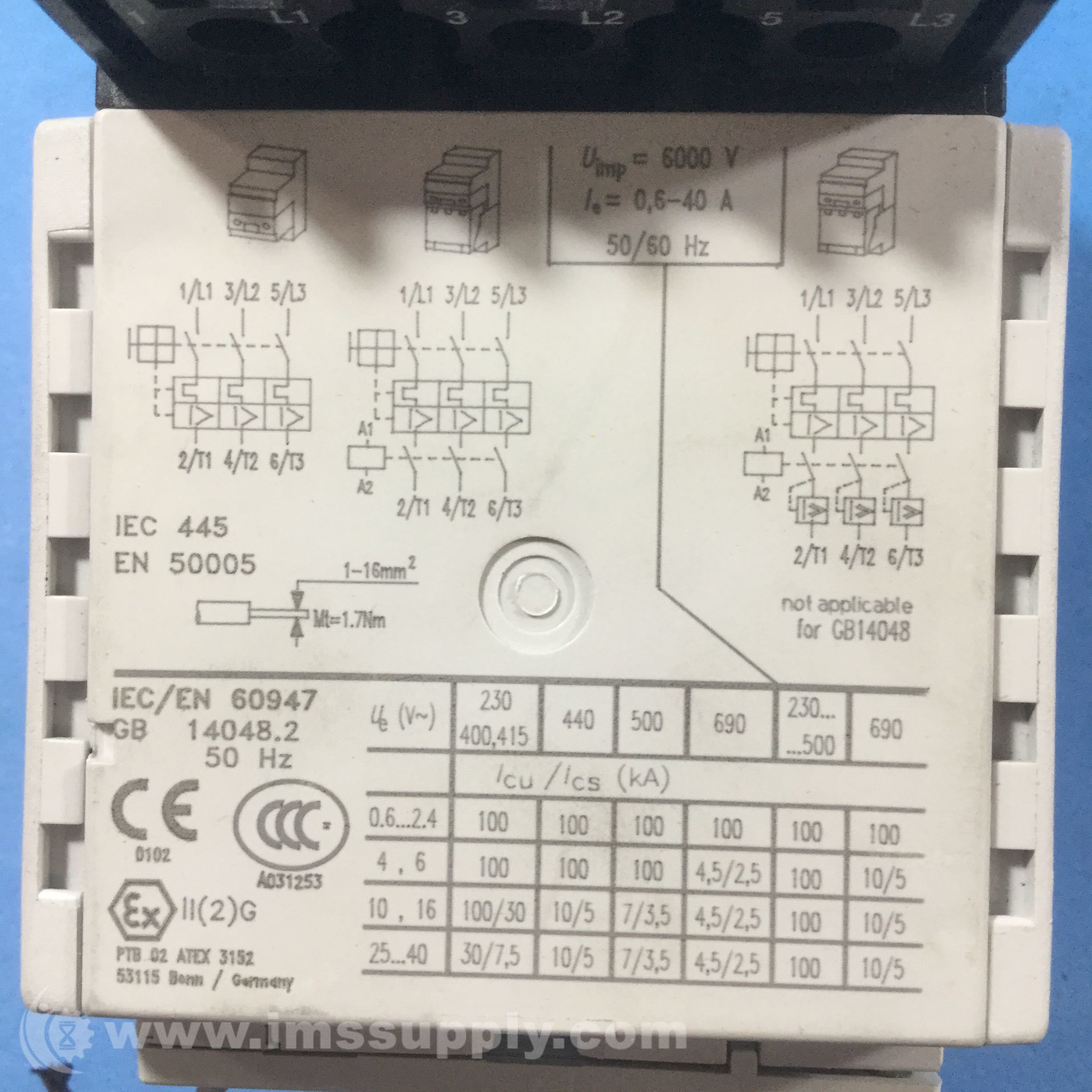 Moeller Electric PKZ2/ZM-10 Manual Motor Protector Basic Module - IMS ...