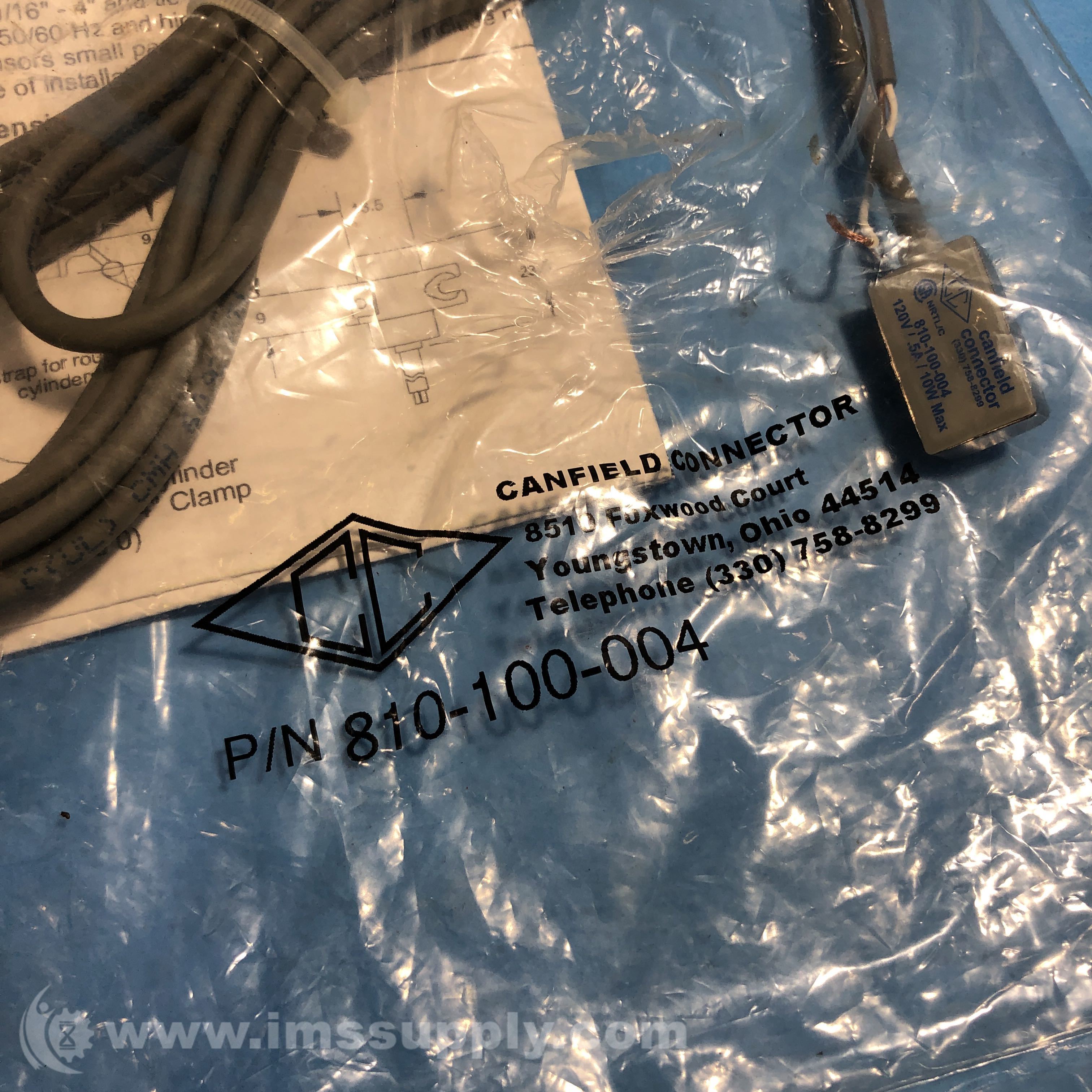 Canfield 810-100-004 Magnetic Sensor Connector Cable, 2 Leads - IMS Supply