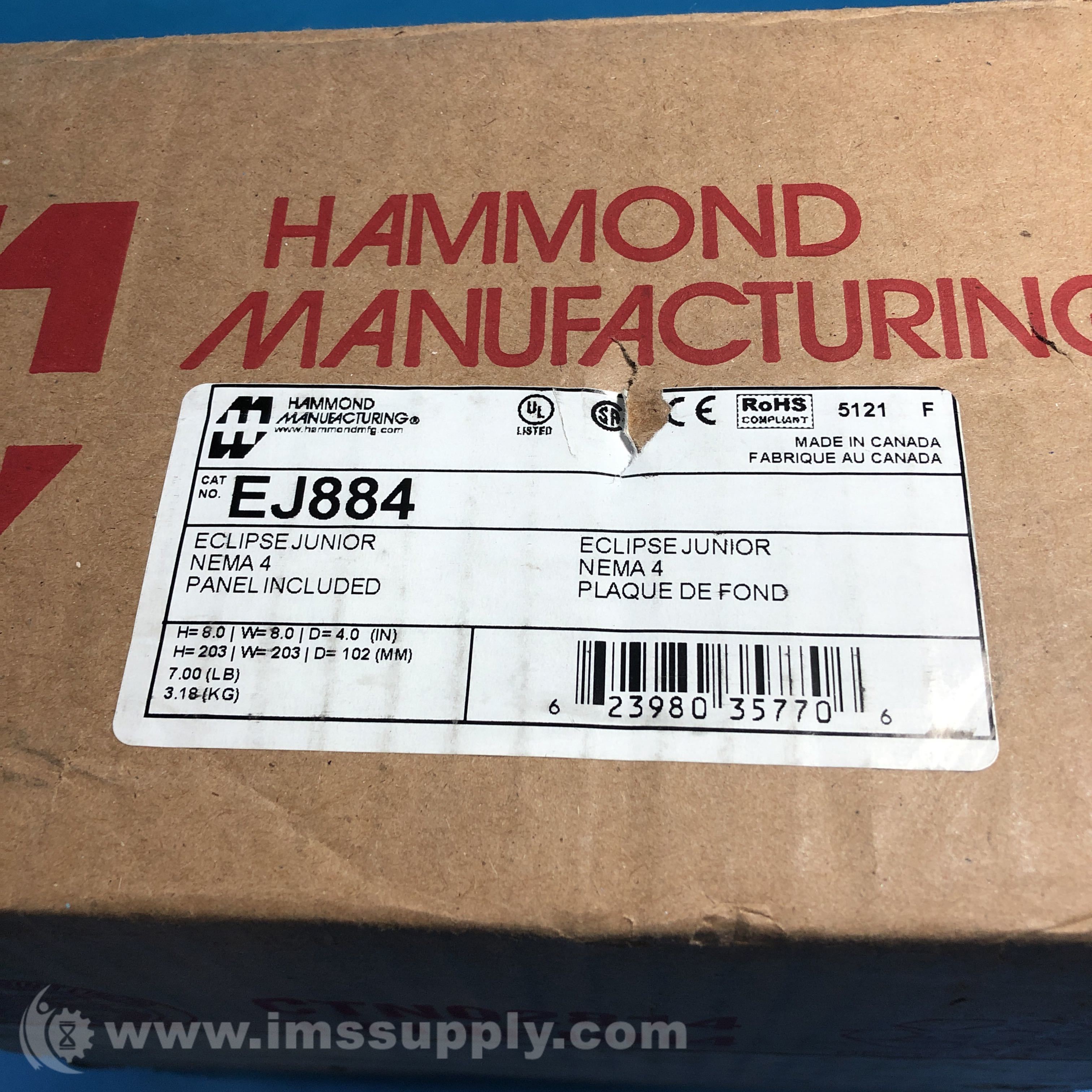 Hammond EJ884 Junction Box Enclosure, Continuous Hinge - IMS Supply