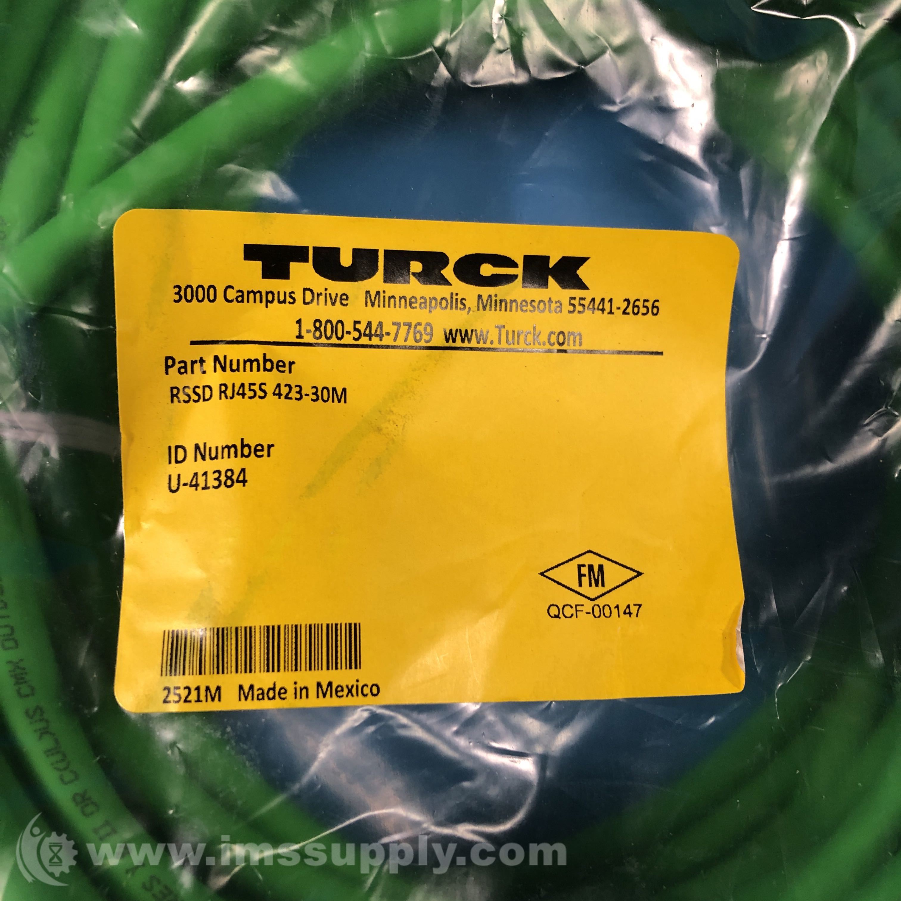Turck RSSD RJ45S 423-30M Profinet Extension Cable, U-41384 - IMS Supply
