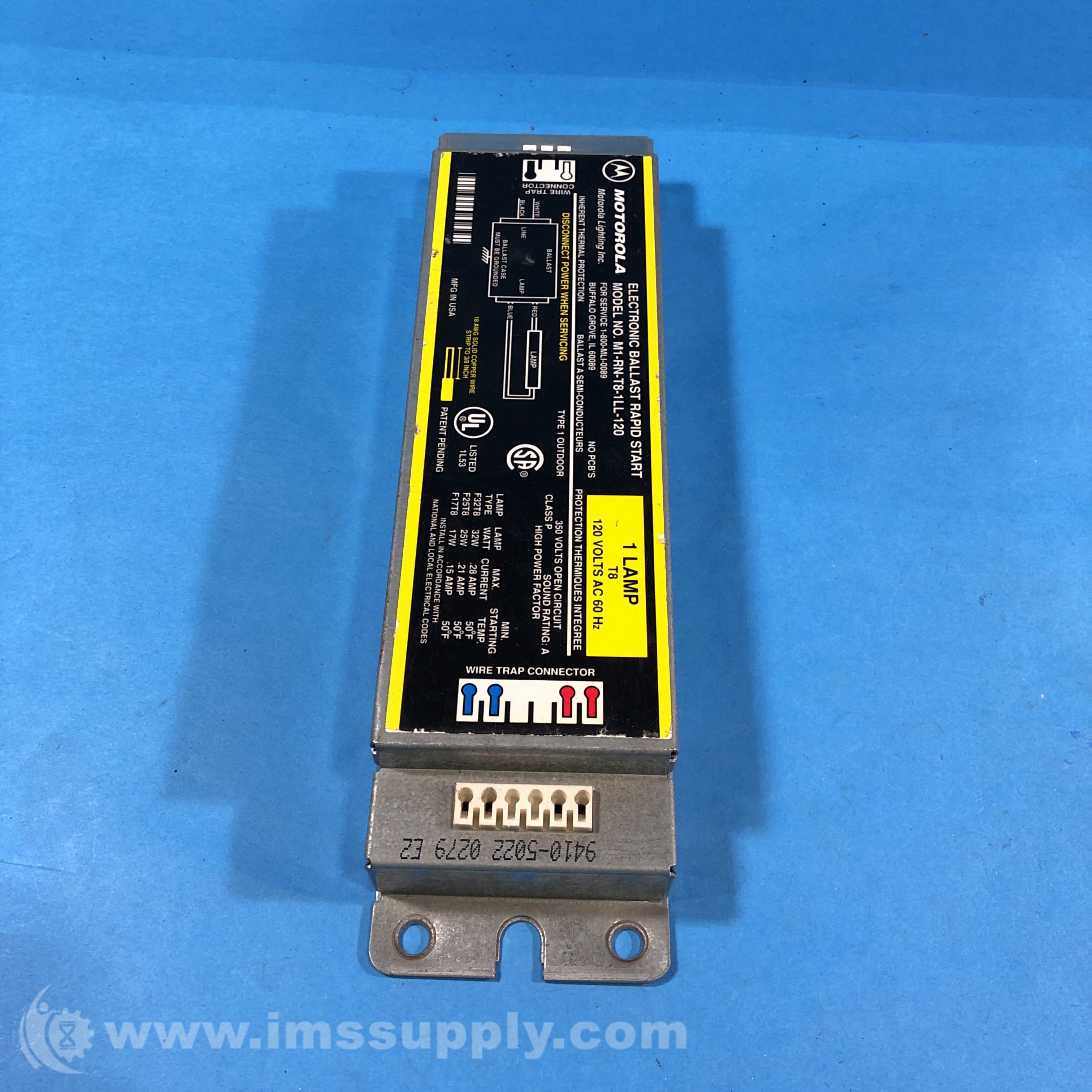 Motorola M1-RN-T8-1LL-120 Rapid Start 1 Lamp Ballast - IMS Supply