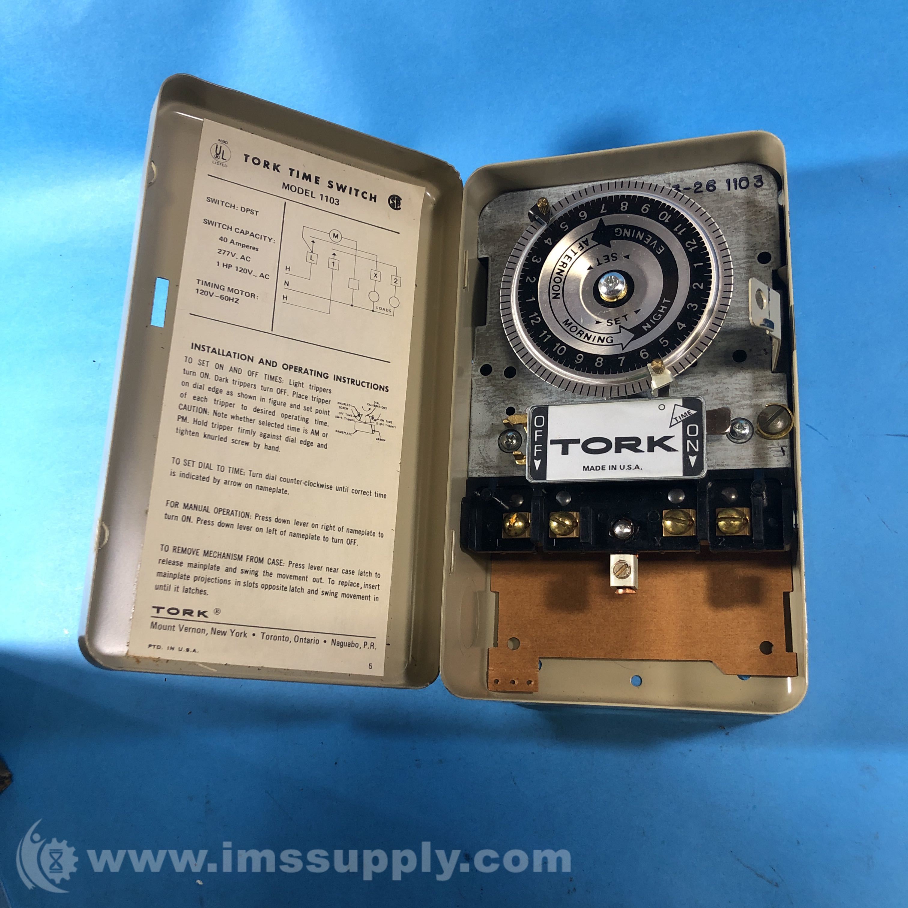 Tork 1103 120v 24-Hour Timer, DPST, Time Switch - IMS Supply