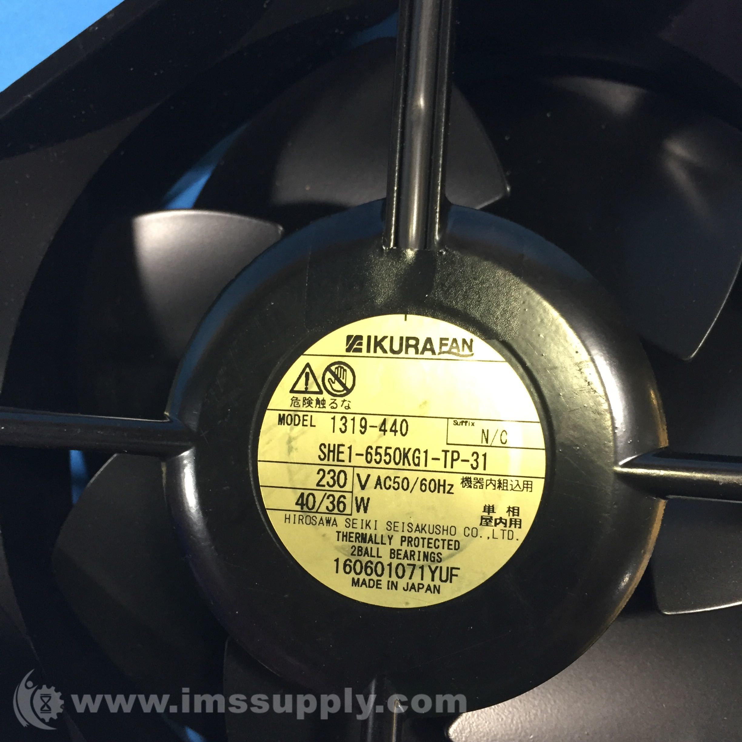 Ikura SHE1-6550KG1-TP-31 Electric Fan with Sensor - IMS Supply