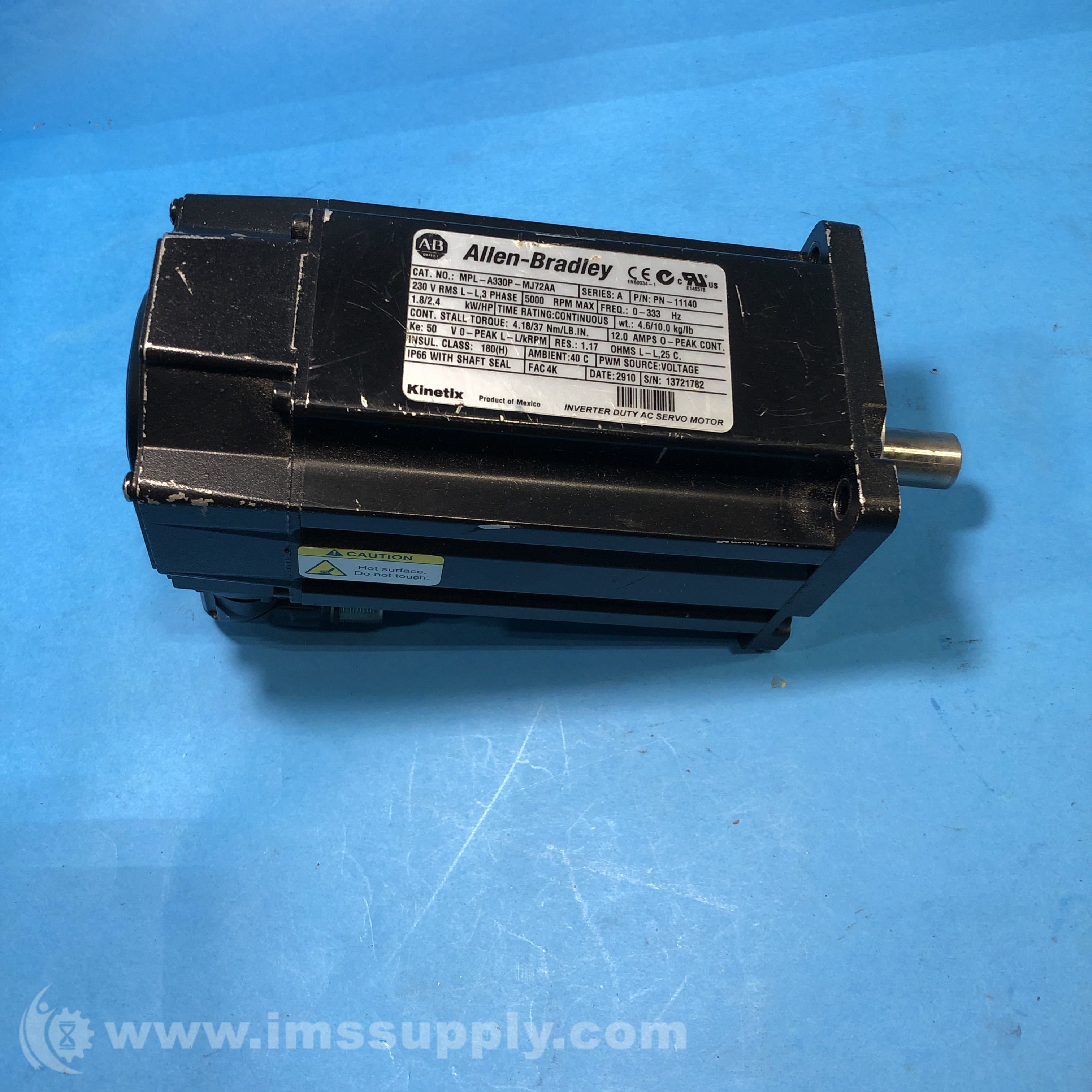 Allen Bradley MPL-A330P-MJ72AA Low-Inertia Brushless Servo Motor - IMS ...