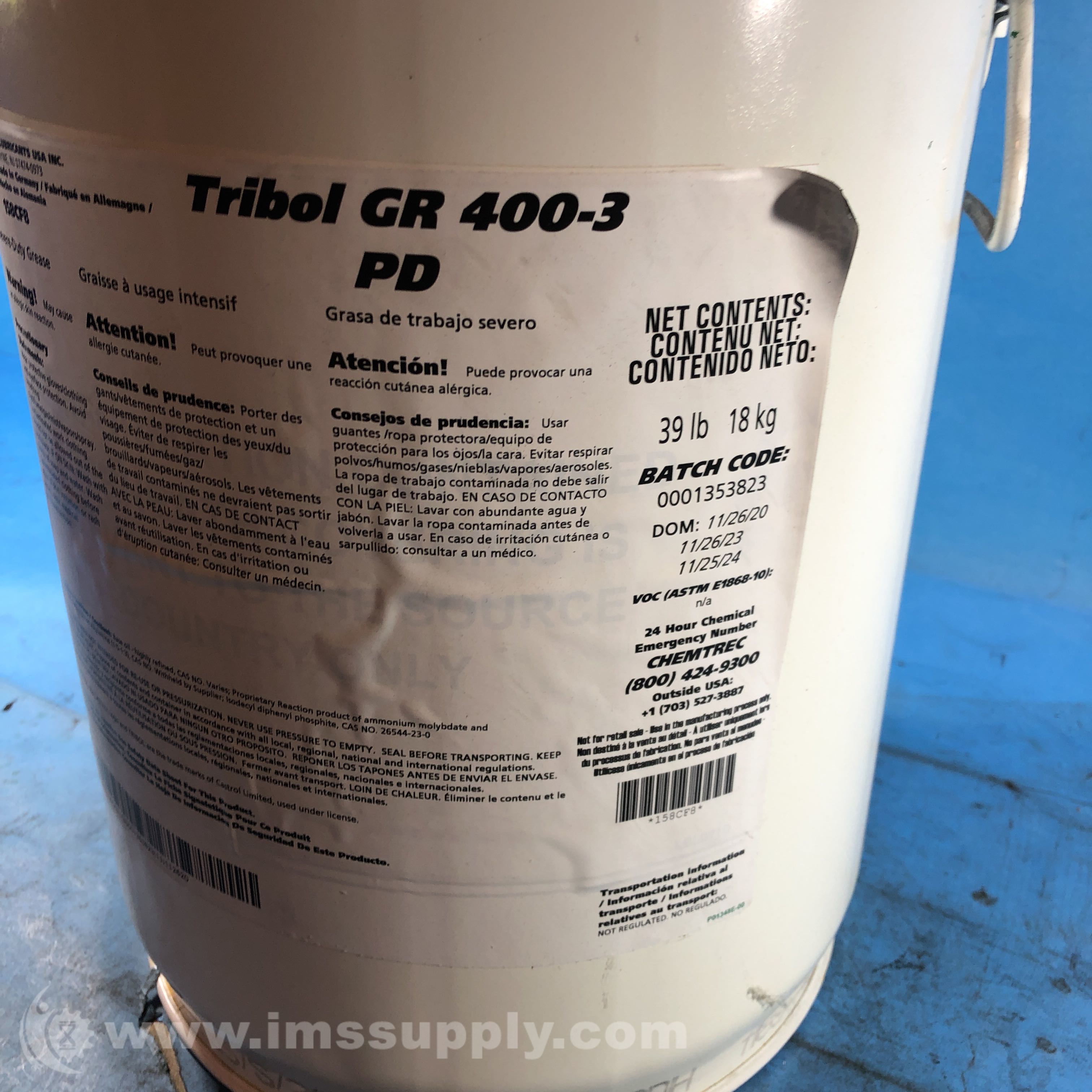 Castrol & Machinery Fluids 400-3 PD Grease, 39lb - IMS Supply