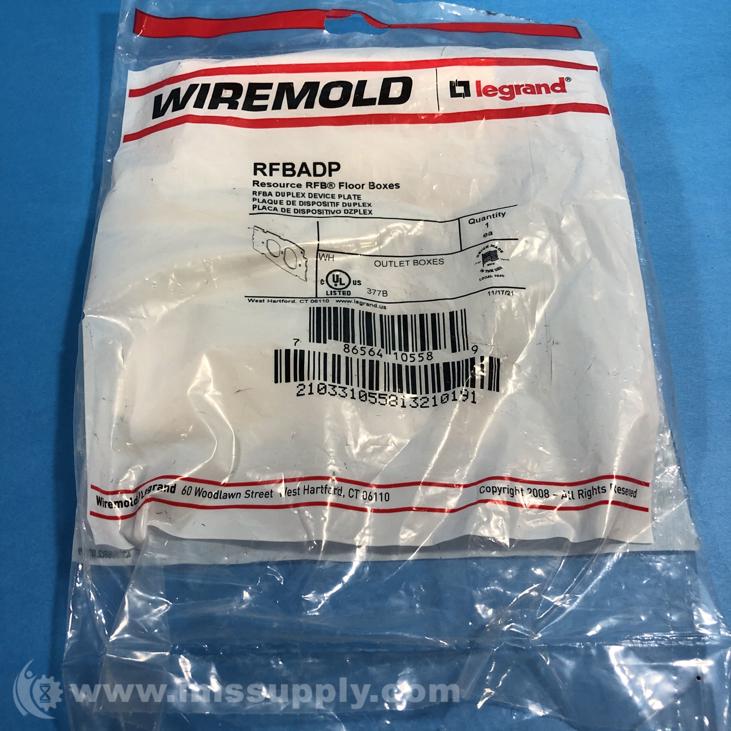 Wiremold RFBADP Floor Box Duplex Device Plate - IMS Supply