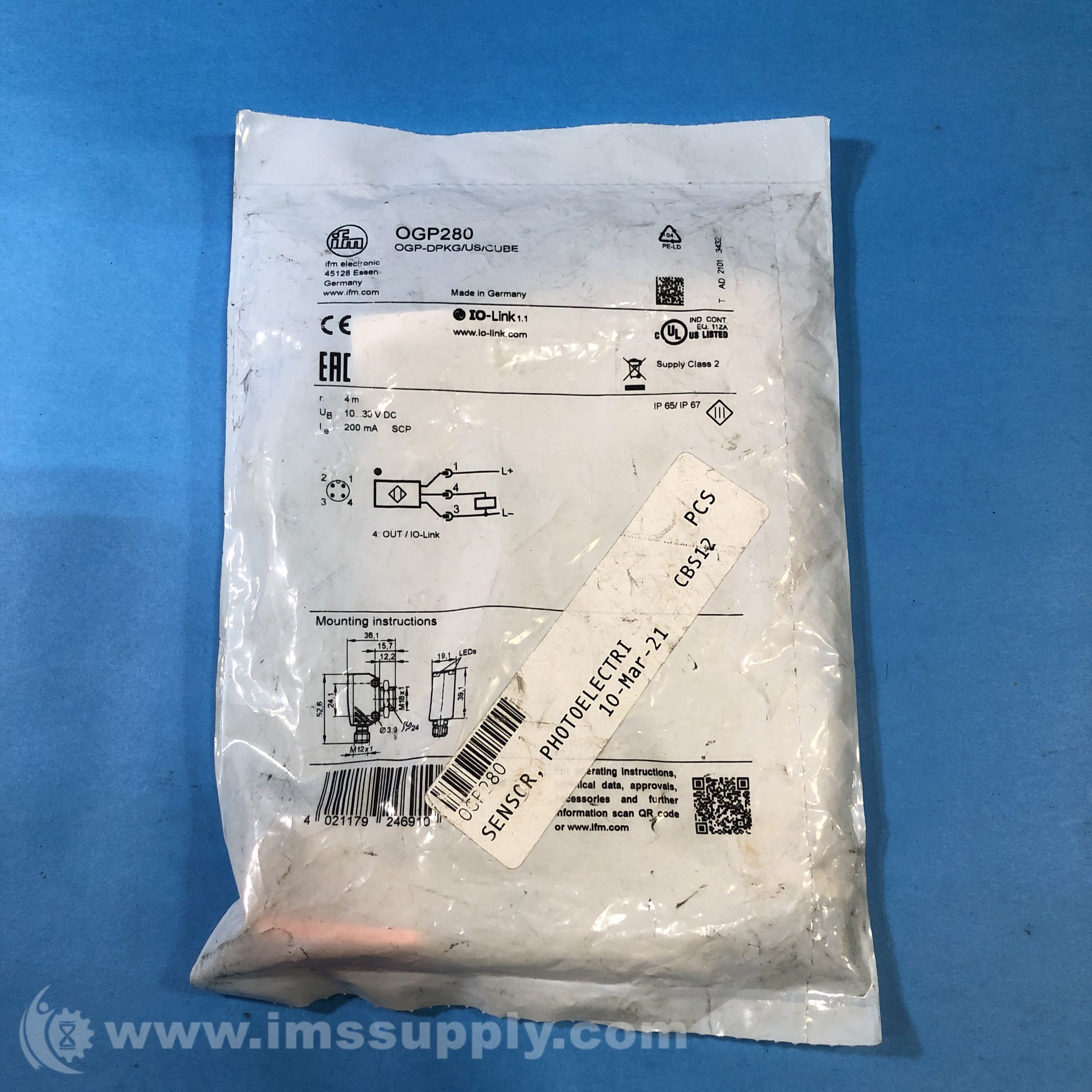 Ifm OGP280 Photoelectric Sensor - IMS Supply