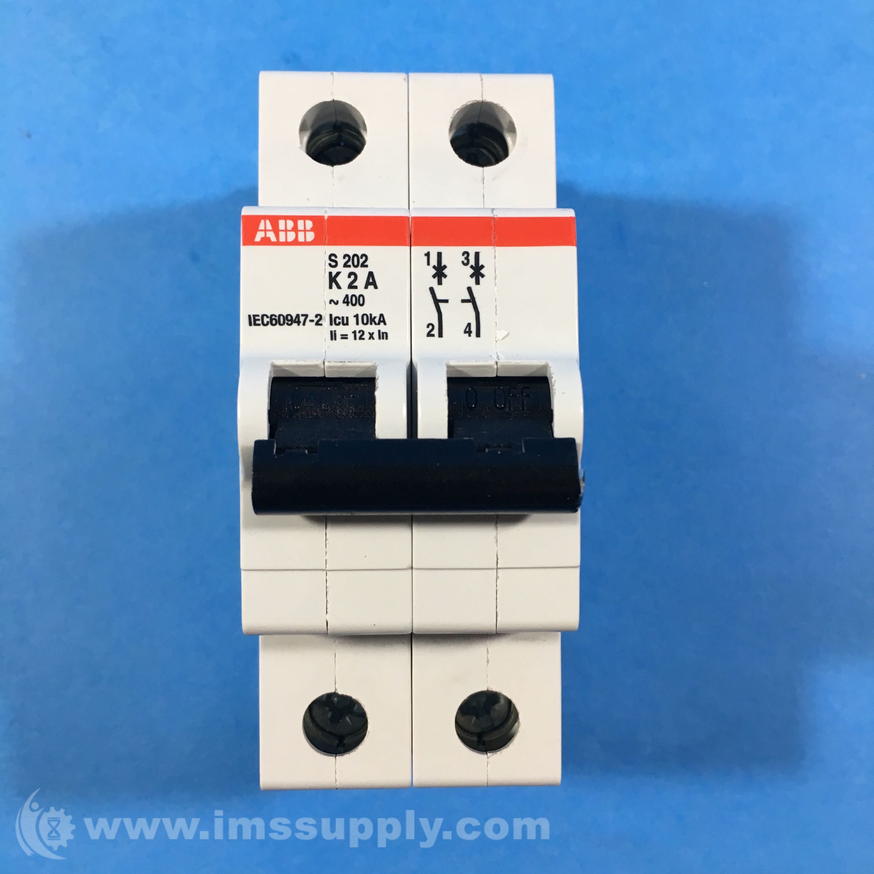 ABB S202-K2 Supplementary Circuit Breaker, K Curve, 2-Pole - IMS Supply