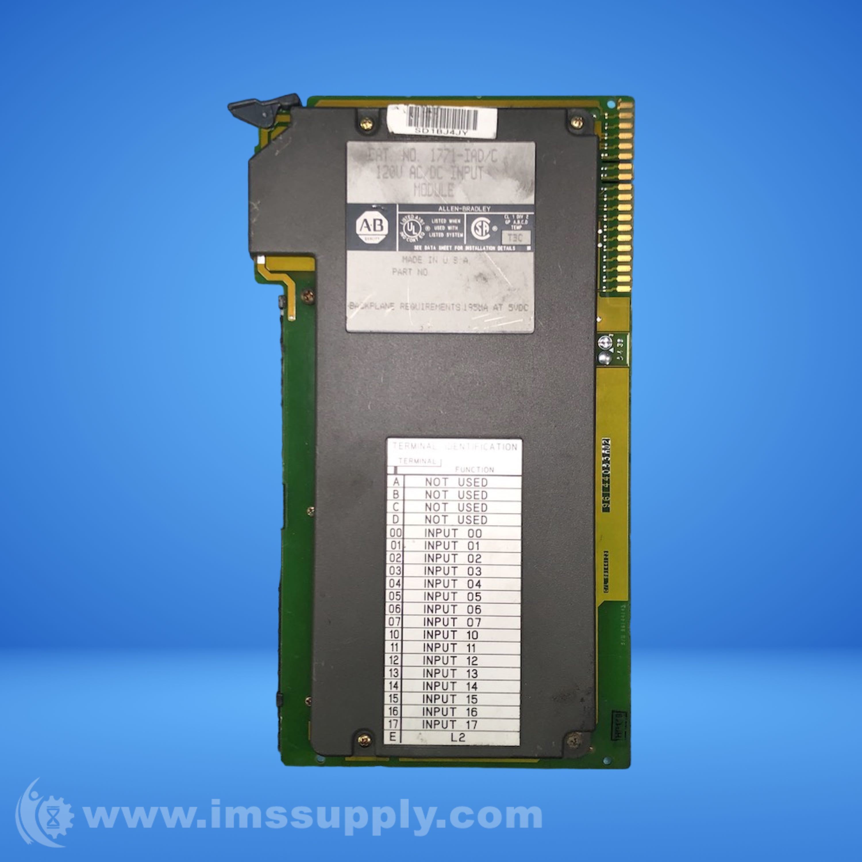Allen Bradley 1771-IAD/C 120V AC/DC Input Module - IMS Supply