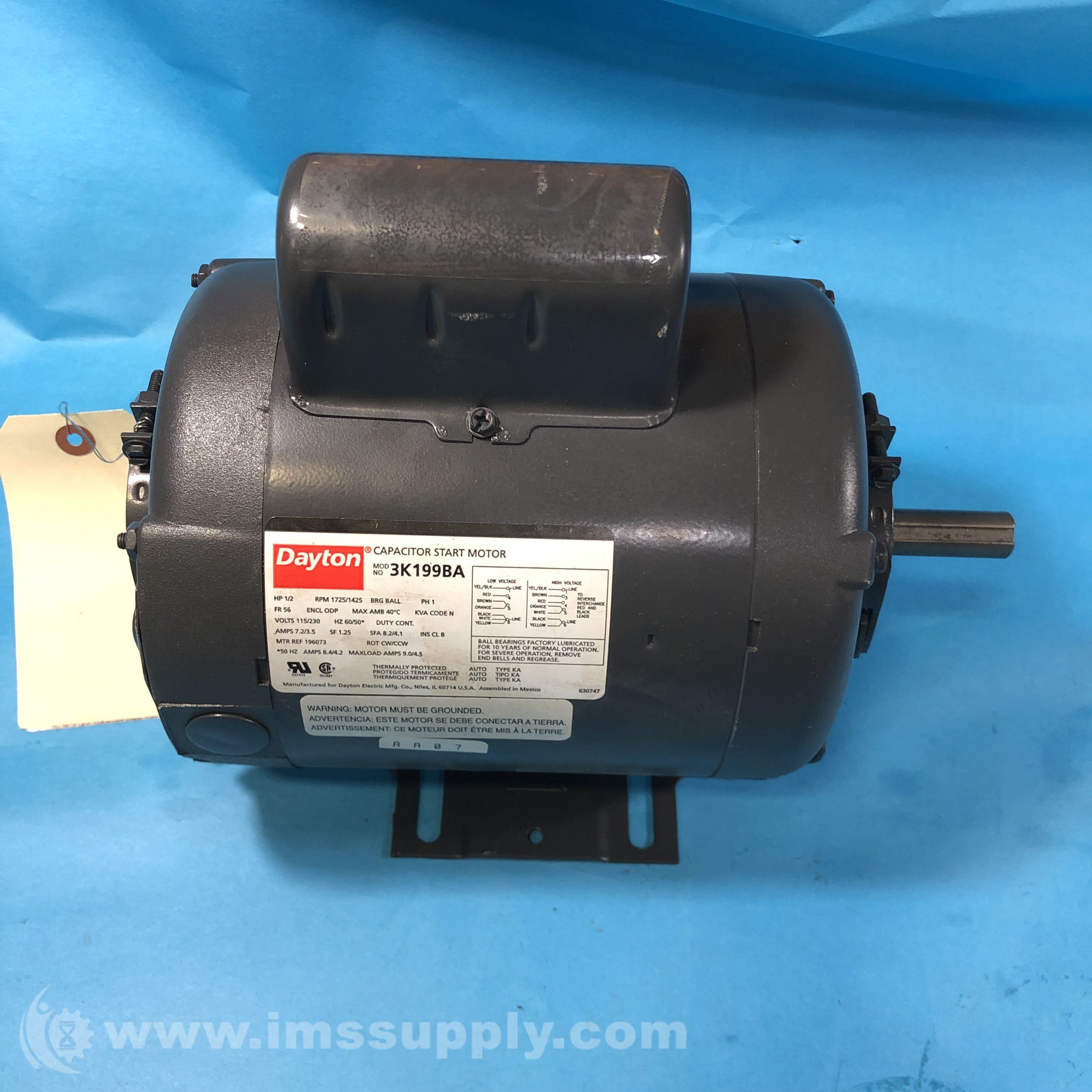 Dayton 3K199BA Belt Drive Motor, Capacitor-Start - IMS Supply