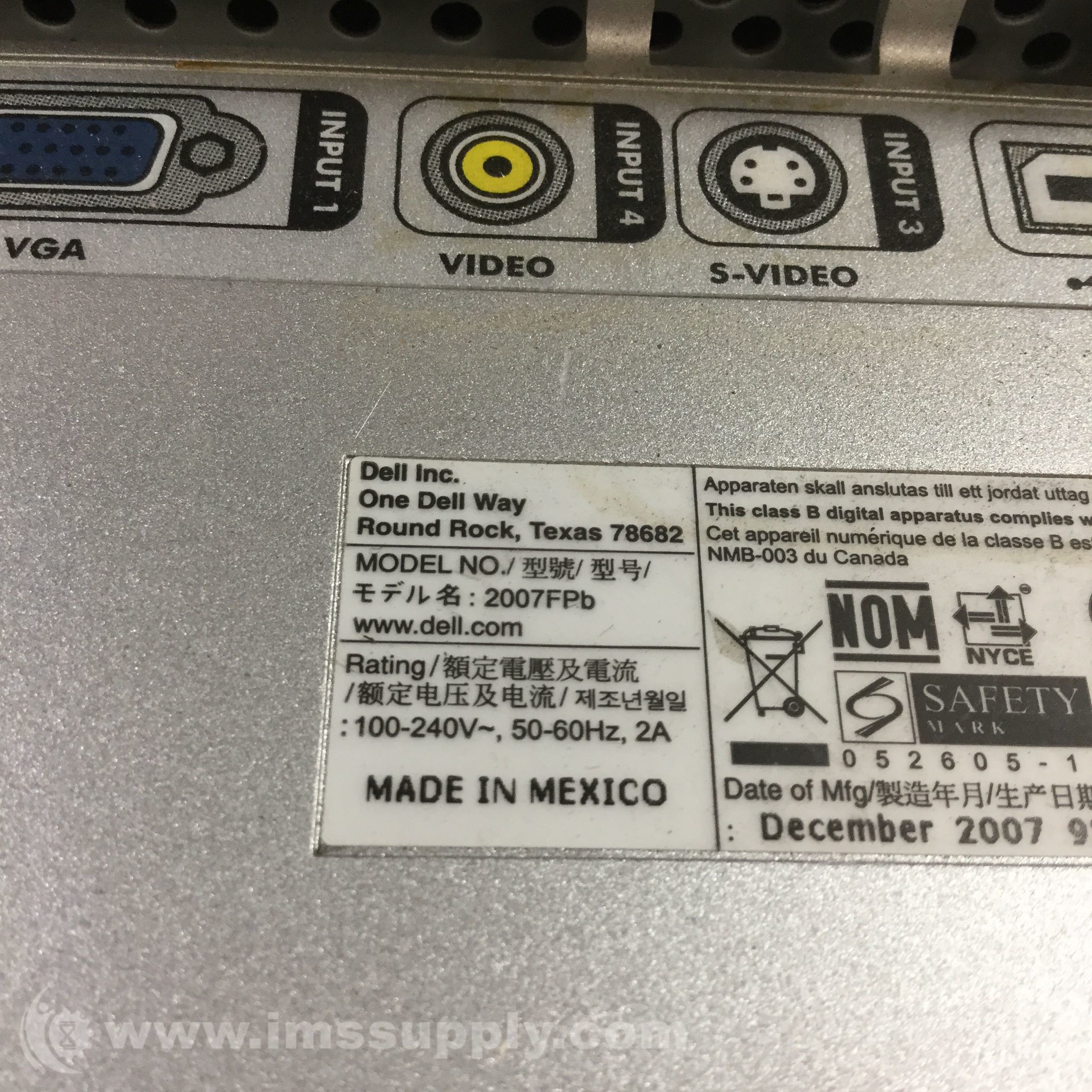 Dell 2007FPb 20 WideScreen LCD Flat Panel Monitor - IMS Supply