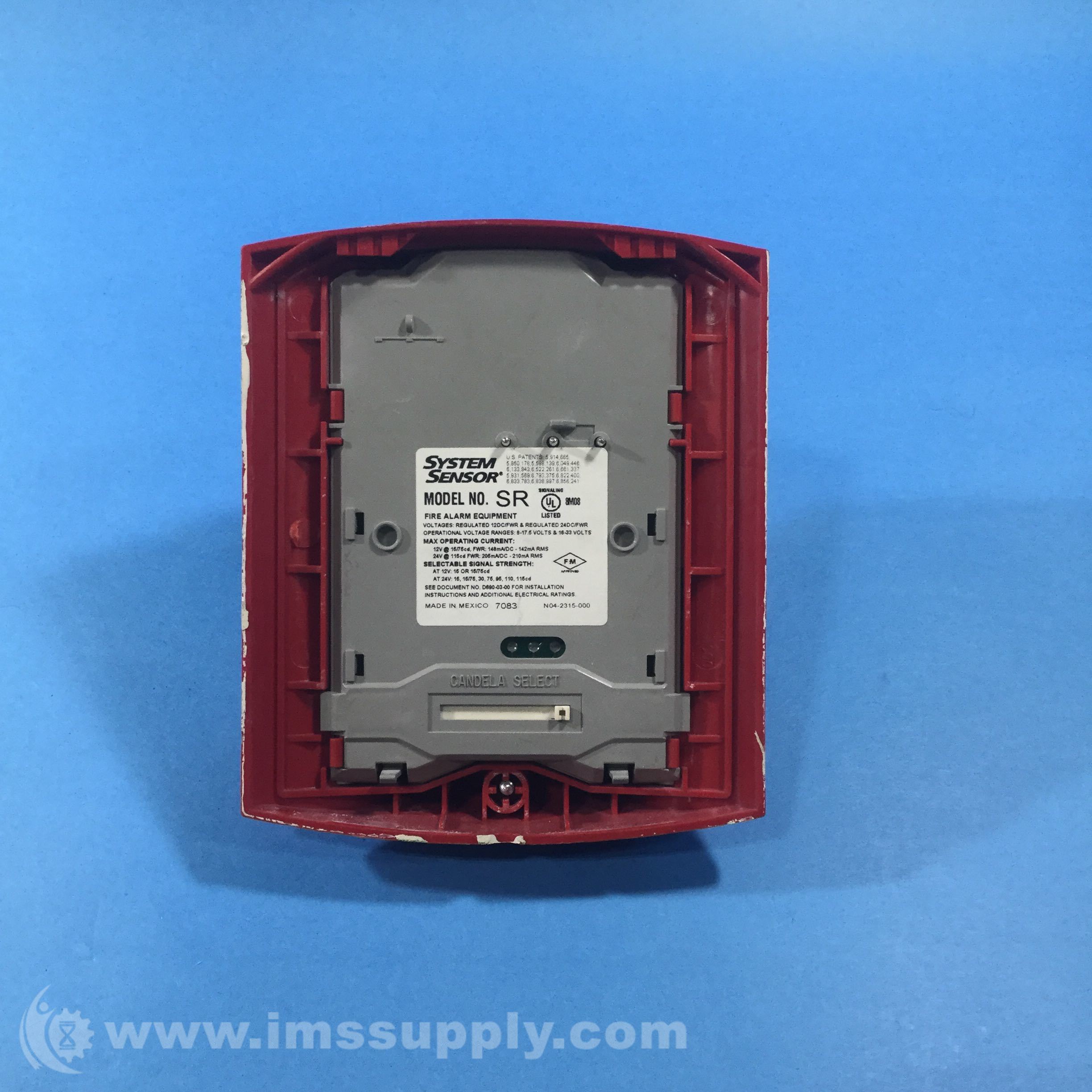 System Sensor SR Strobe, Standard-candela, Indoor, Wall Mount - IMS Supply