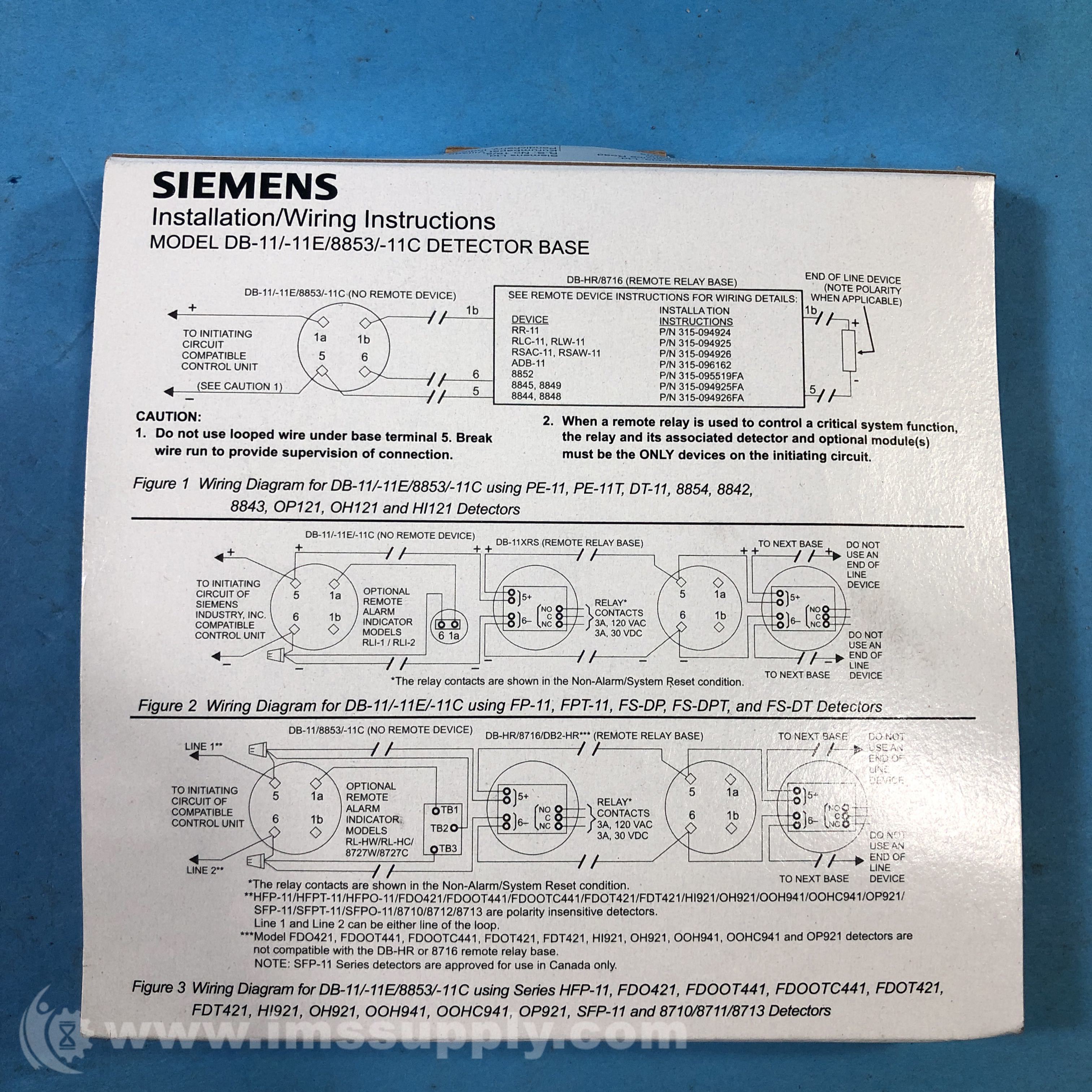 Siemens DB-11/-11E/8853/-11C Detector Base - IMS Supply