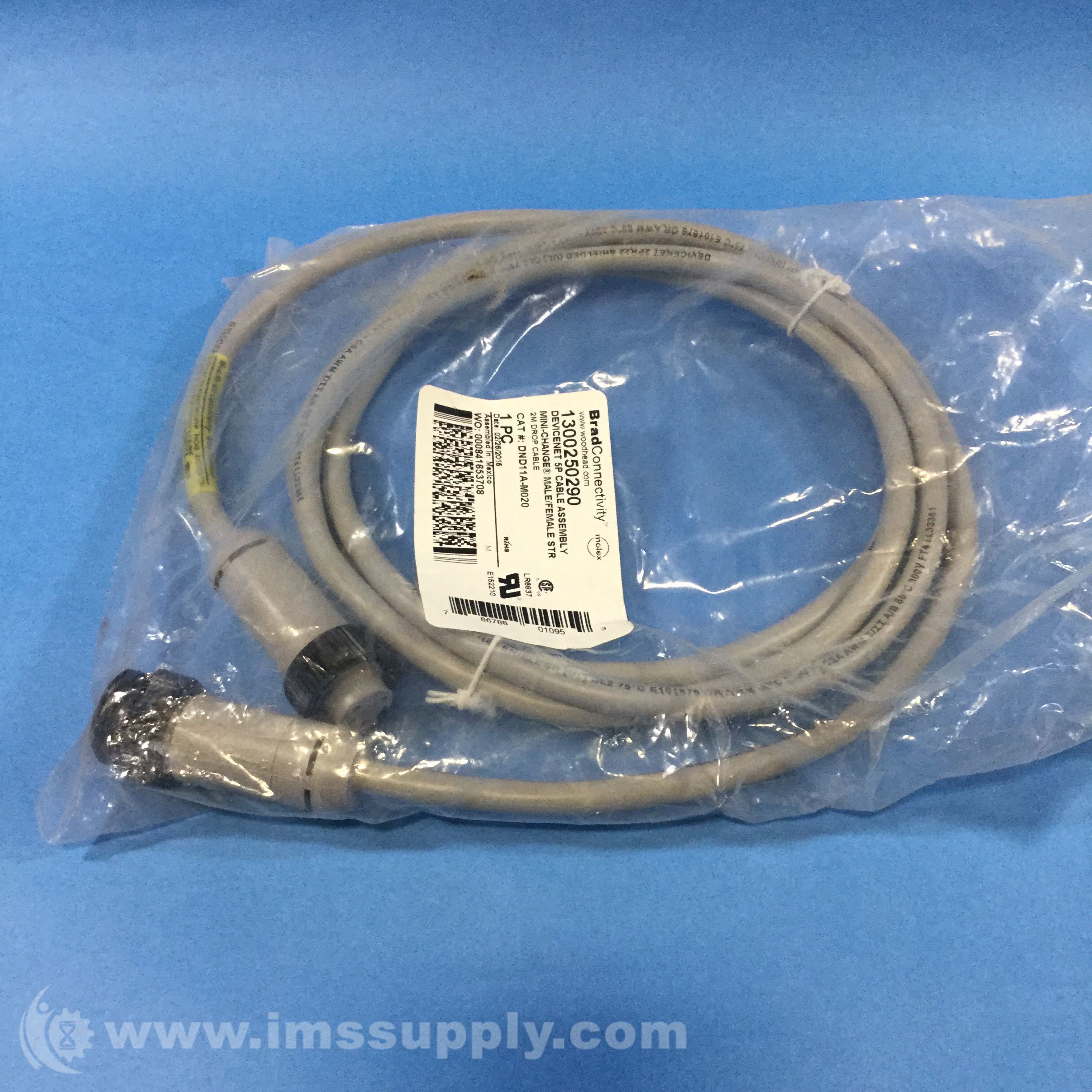 Brad Harrison DND11A-M020 DeviceNet, 5P Cable Assembly - IMS Supply