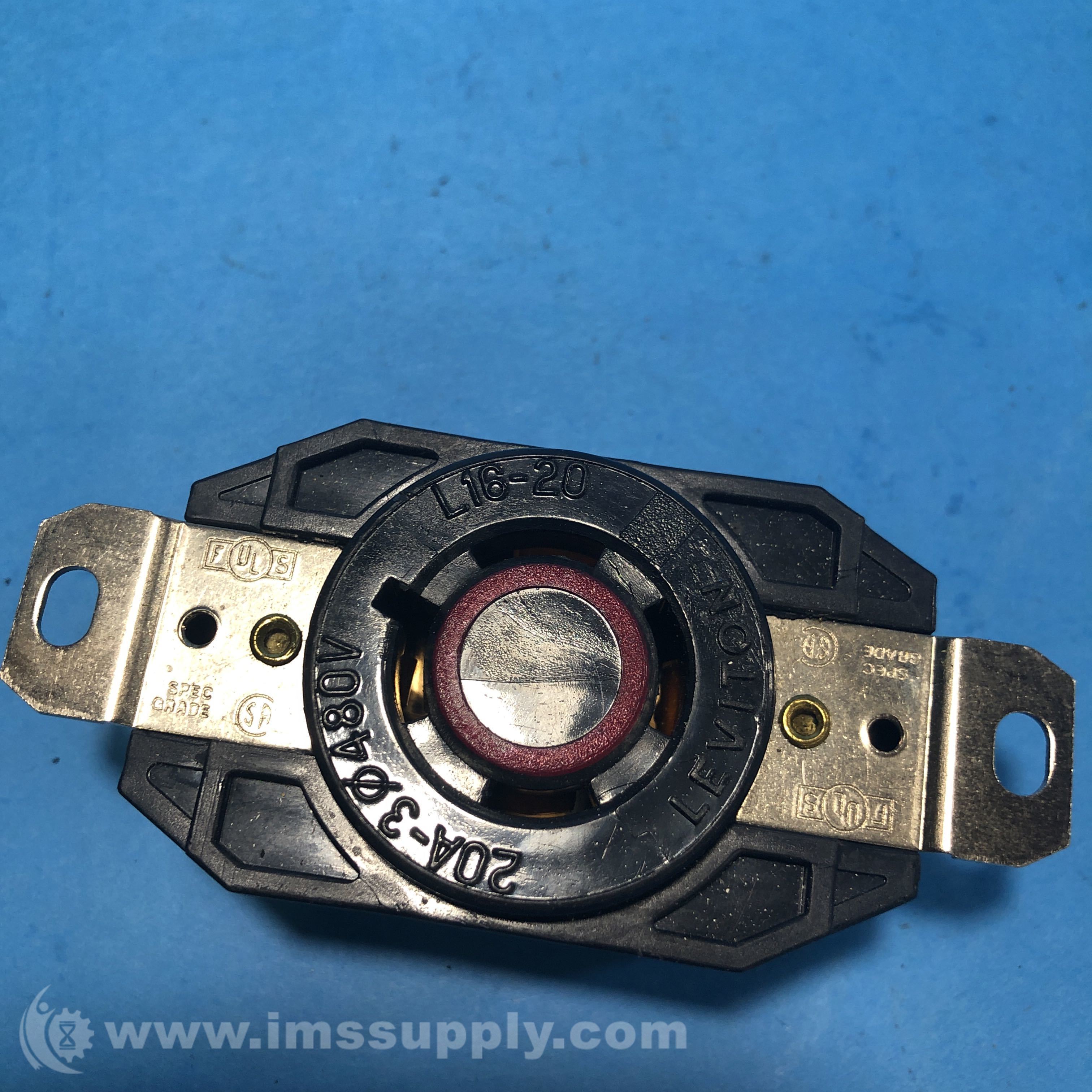 Leviton L16-20 Flush Mtg Locking Receptacle, Amp 480 Volt - IMS Supply