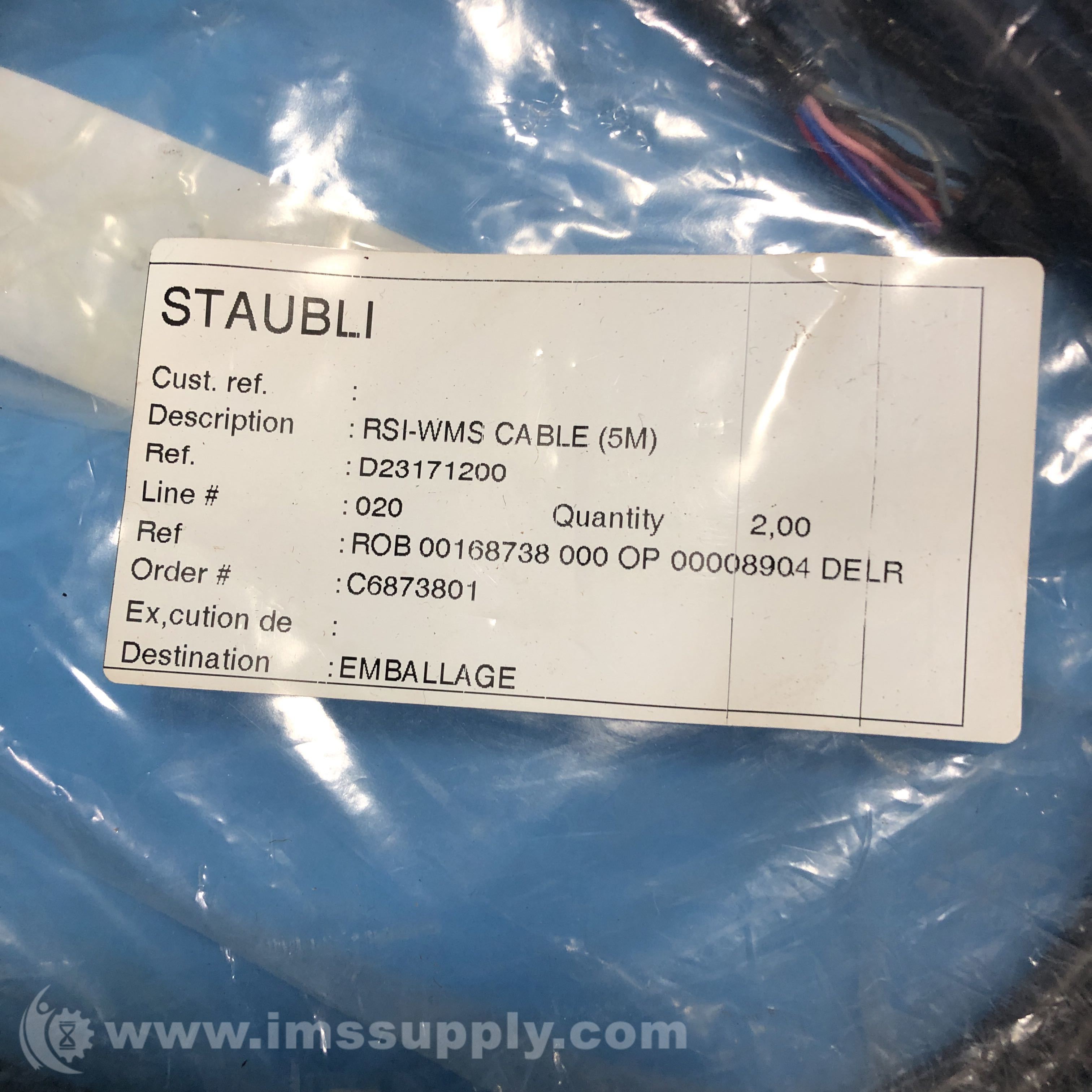 Staubli D23171200-C 5 M Length RSI-WMS Cable - IMS Supply