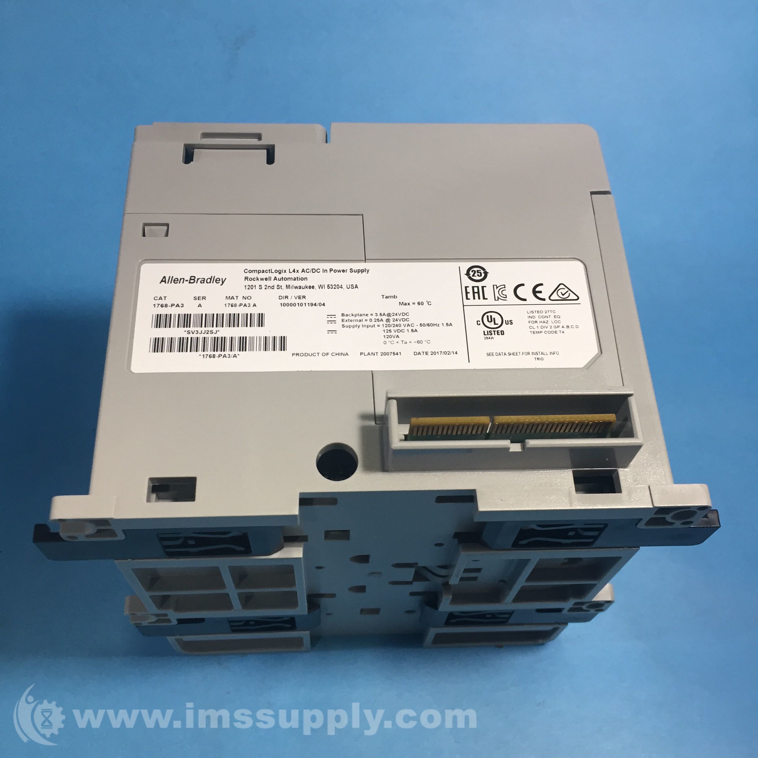 Allen Bradley 1768-PA3 Power Supply 85 - 265VAC 108 - 132VDC - IMS Supply