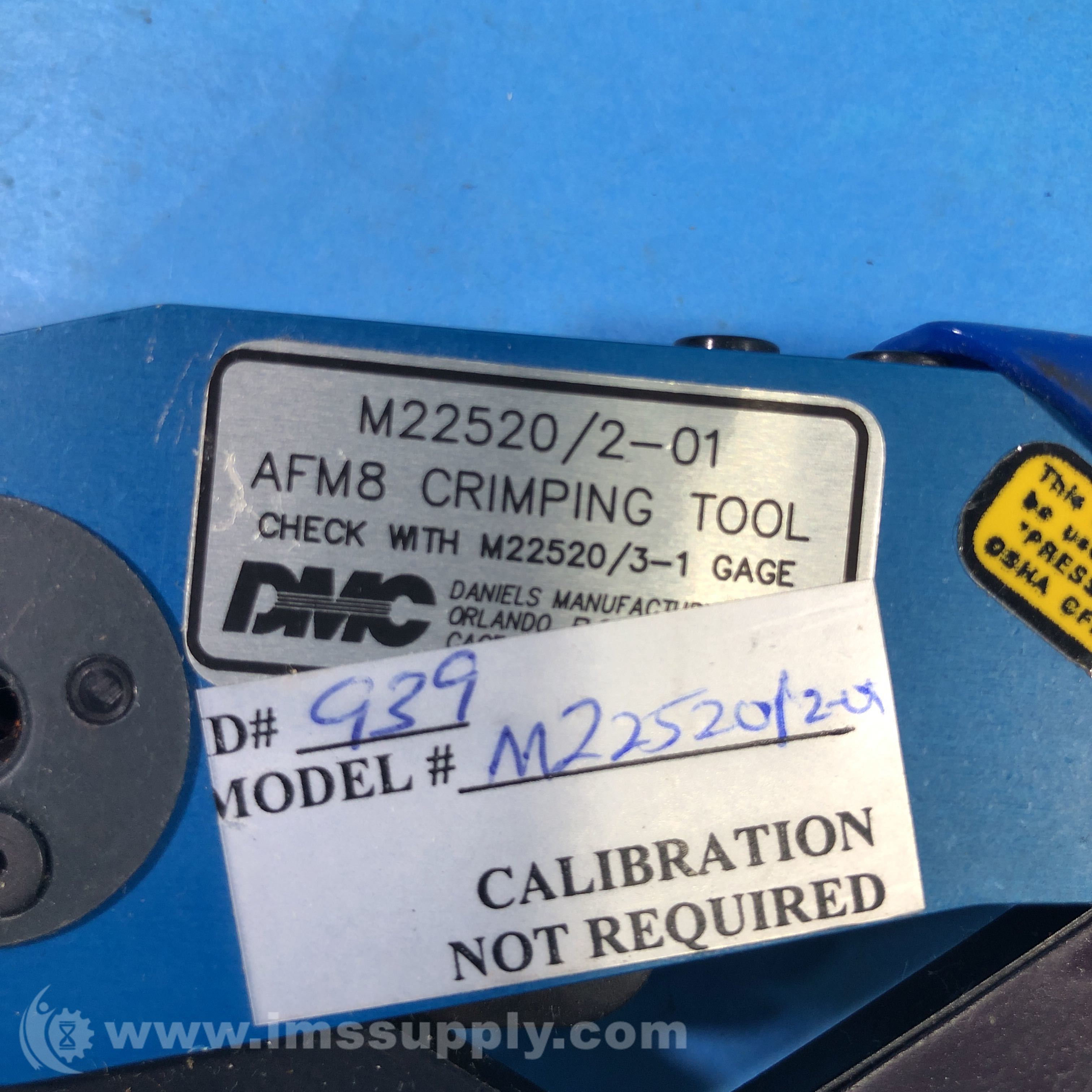 Daniels Mfg M22520/2-01 Crimp Tool, Adjustable Miniature 8 Indent - IMS Supply