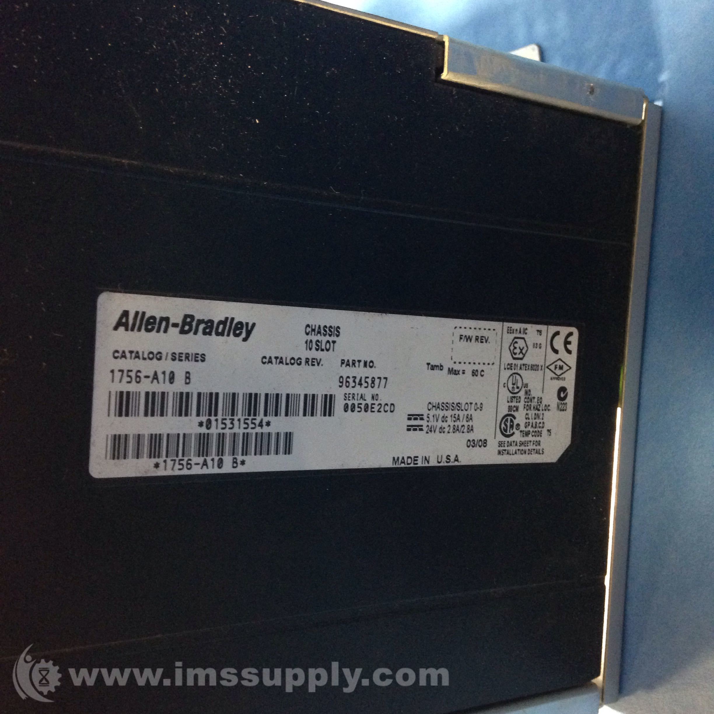 Allen Bradley 1756-A10 B 10 Slot ControlLogix Chassis Series B - IMS Supply