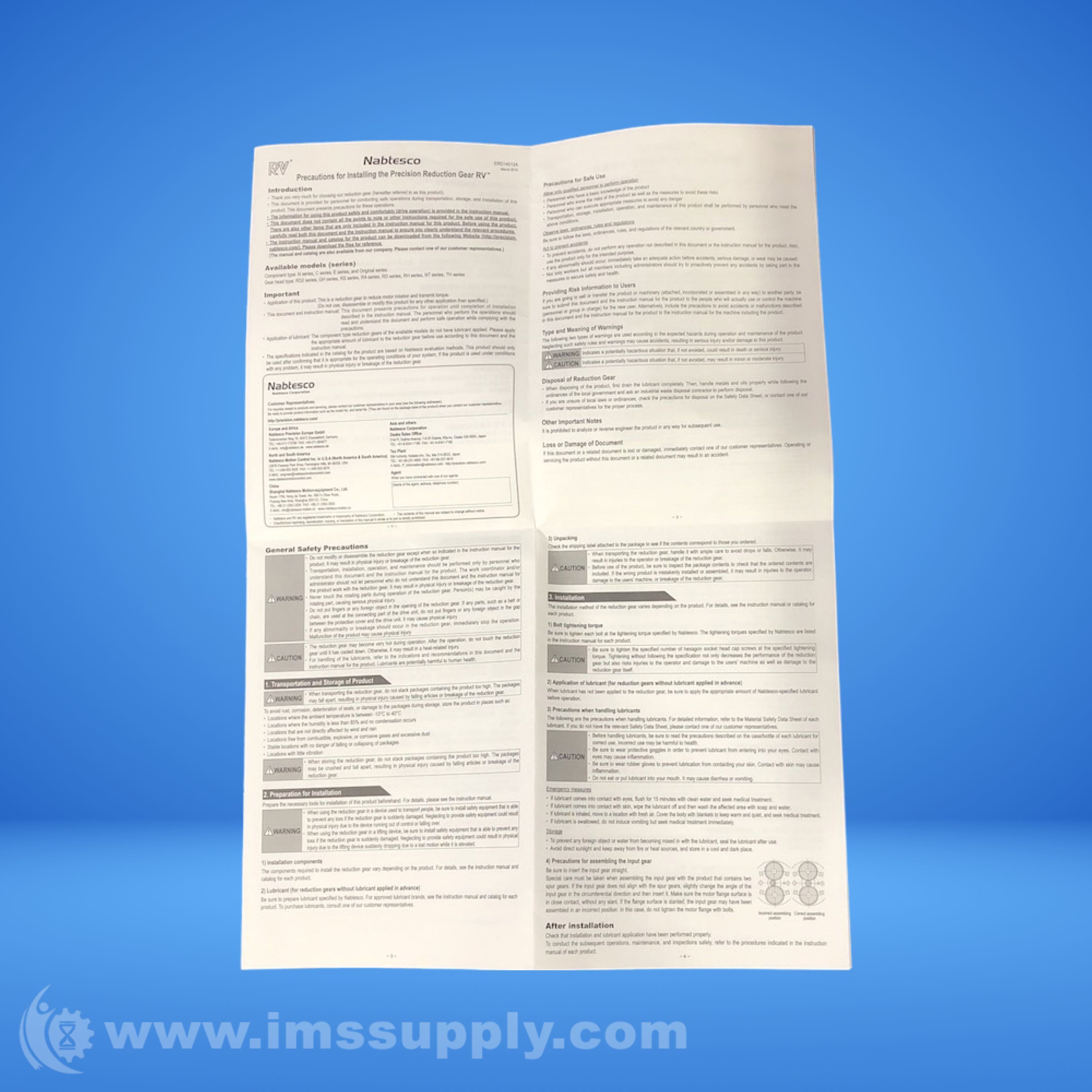Nabtesco RV-160E-101 Cycloidal Gear Reducer - IMS Supply