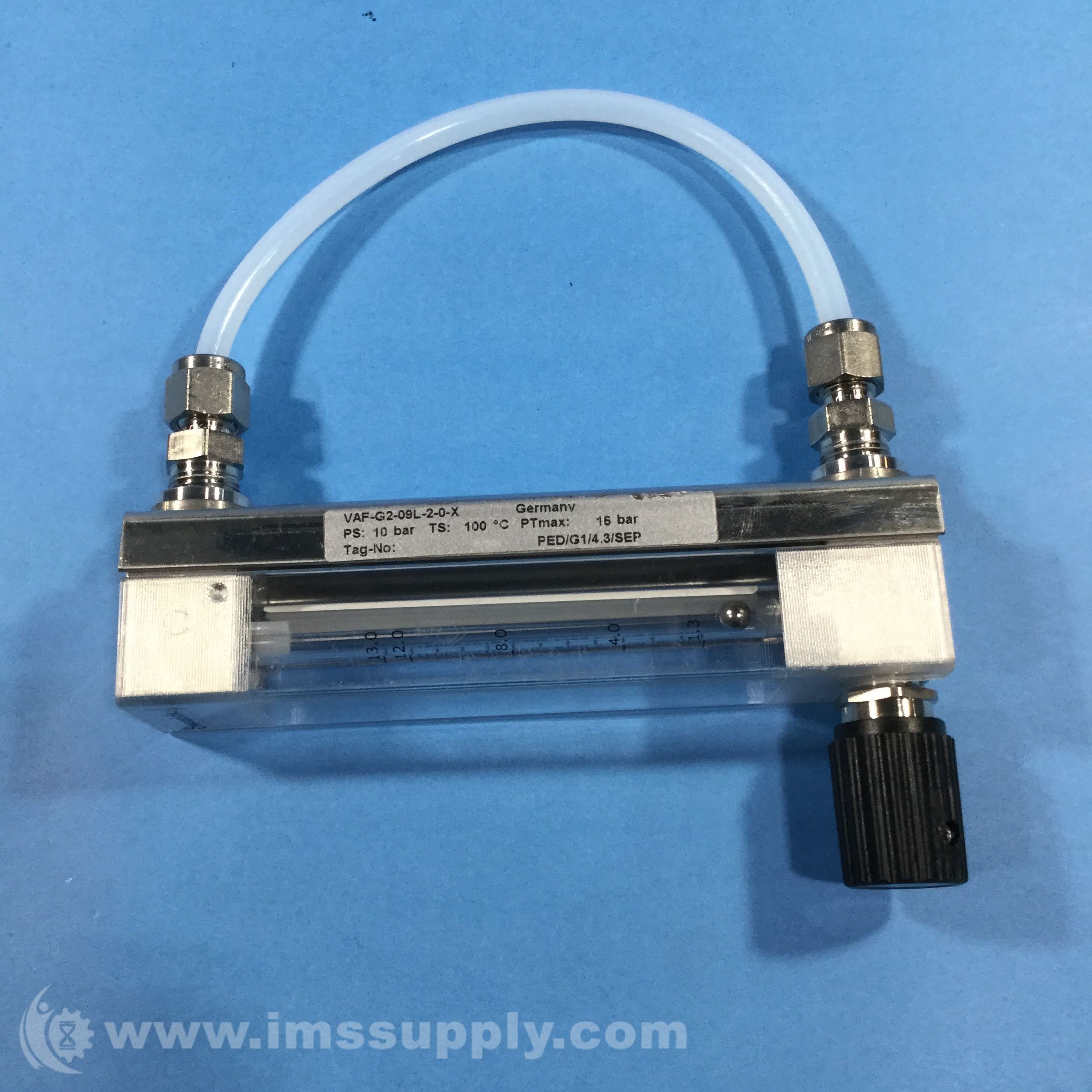 Swagelok VAF-G2-09L-2-0-X Variable Area Flowmeter, Glass Tube - IMS Supply