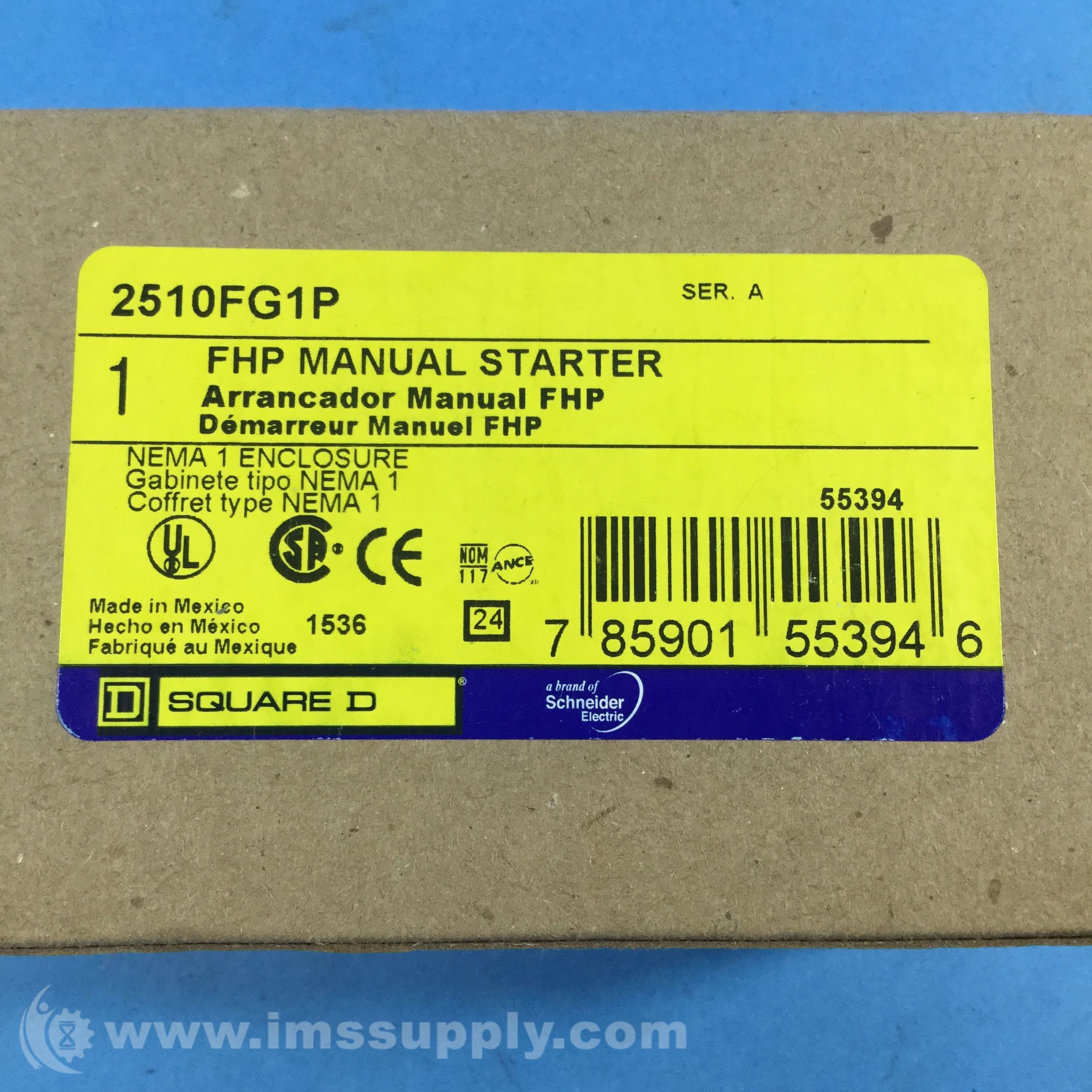 Square D 2510FG1P 277VAC FHP Manual Starter, F-Plus Options - IMS Supply