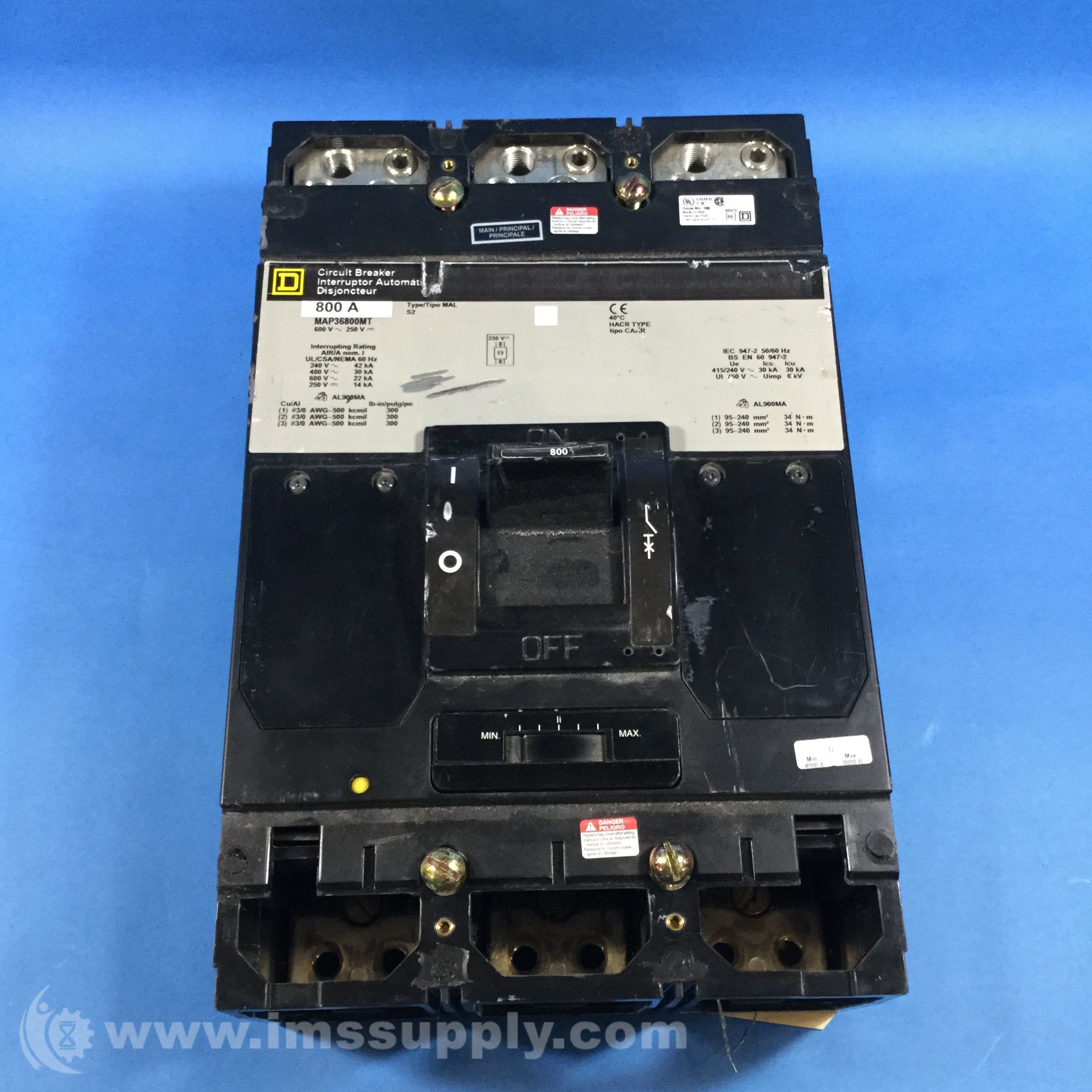 Square D MAP36800MT Molded Case Circuit Breaker 600V 800A - IMS Supply