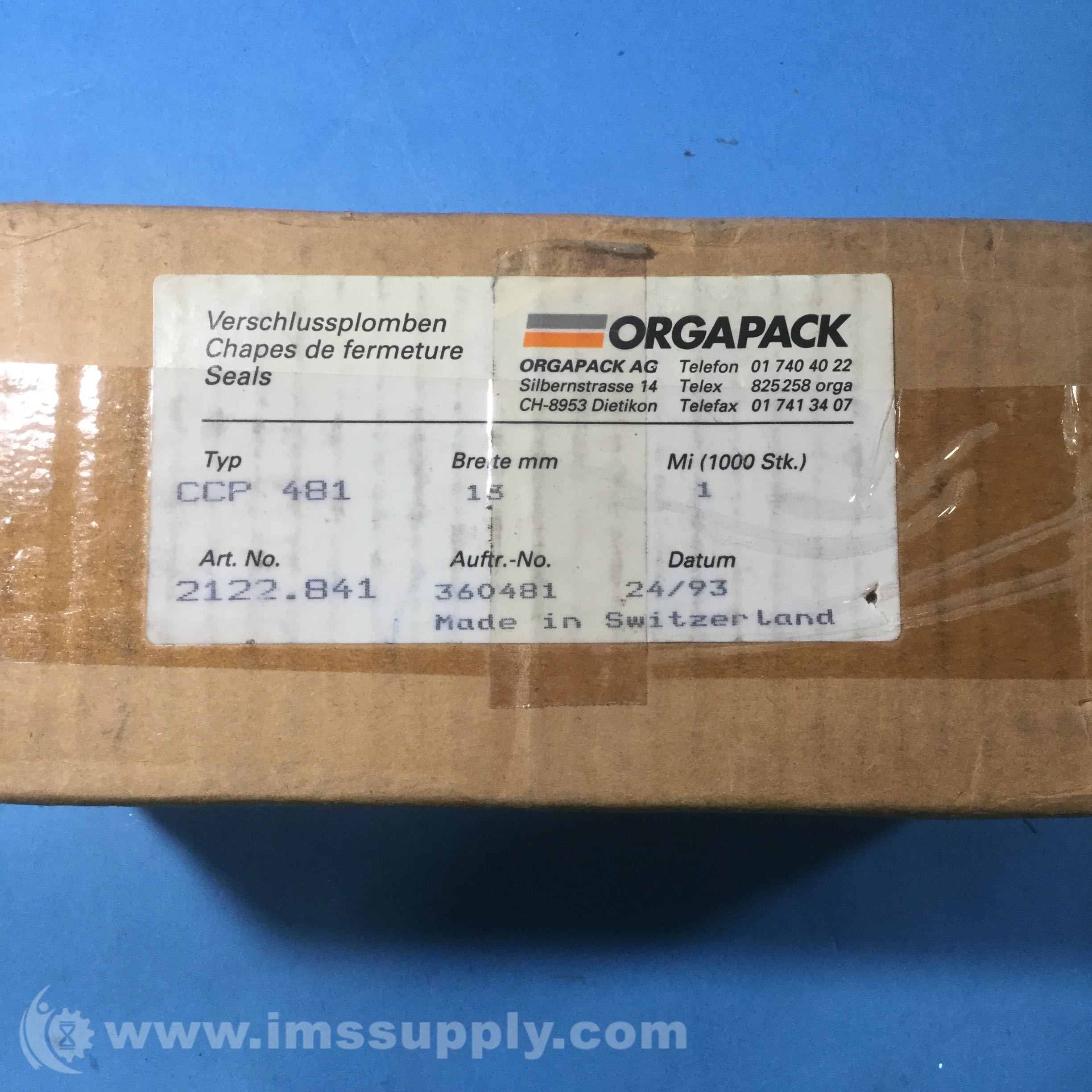 Orgapack CCP 481 Box of 1000 Strap Clip Seals, 13 mm Width - IMS Supply