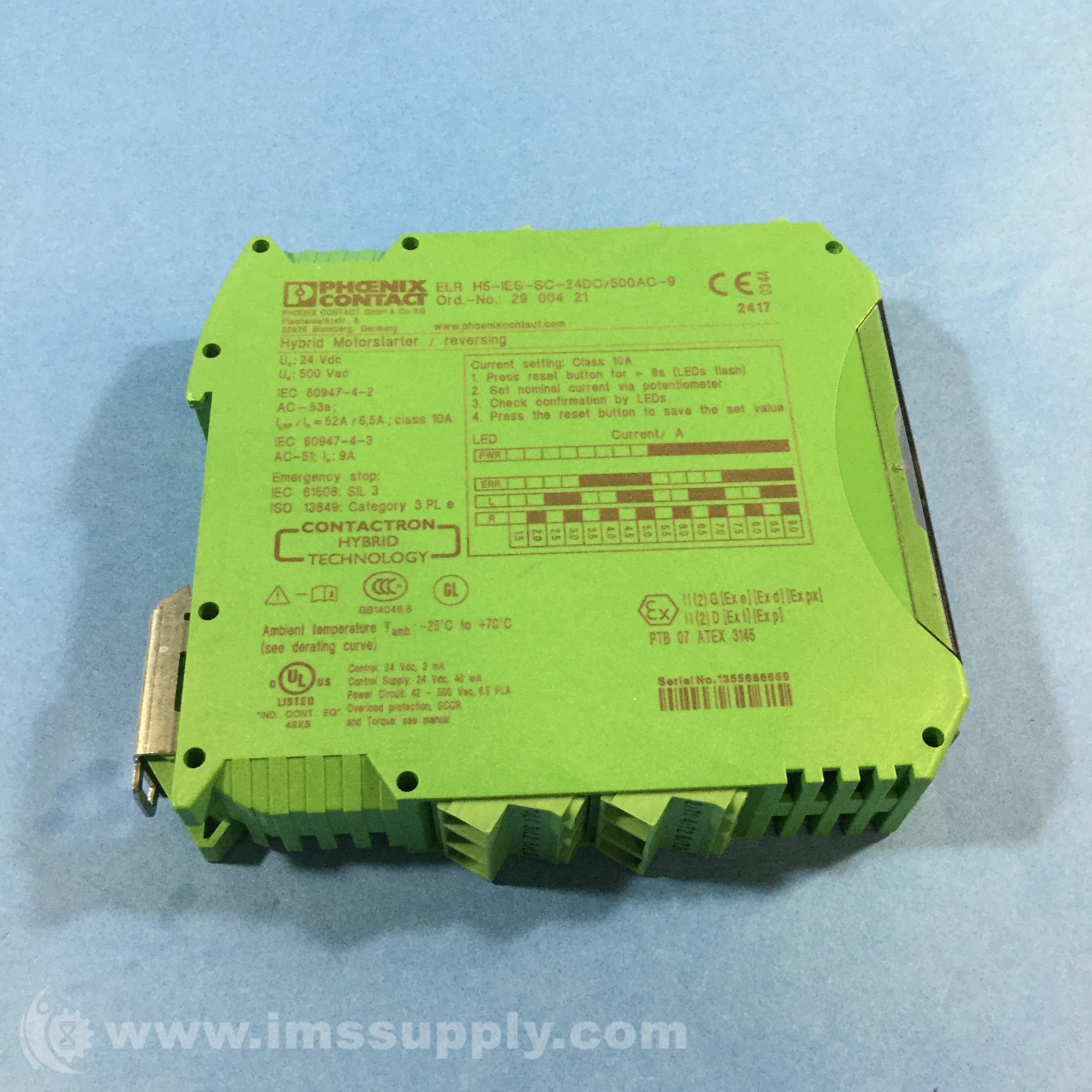 Phoenix Contact ELR H5-IES-SC- 24DC/500AC-9 Motor Starter 9AMP 24 - IMS ...