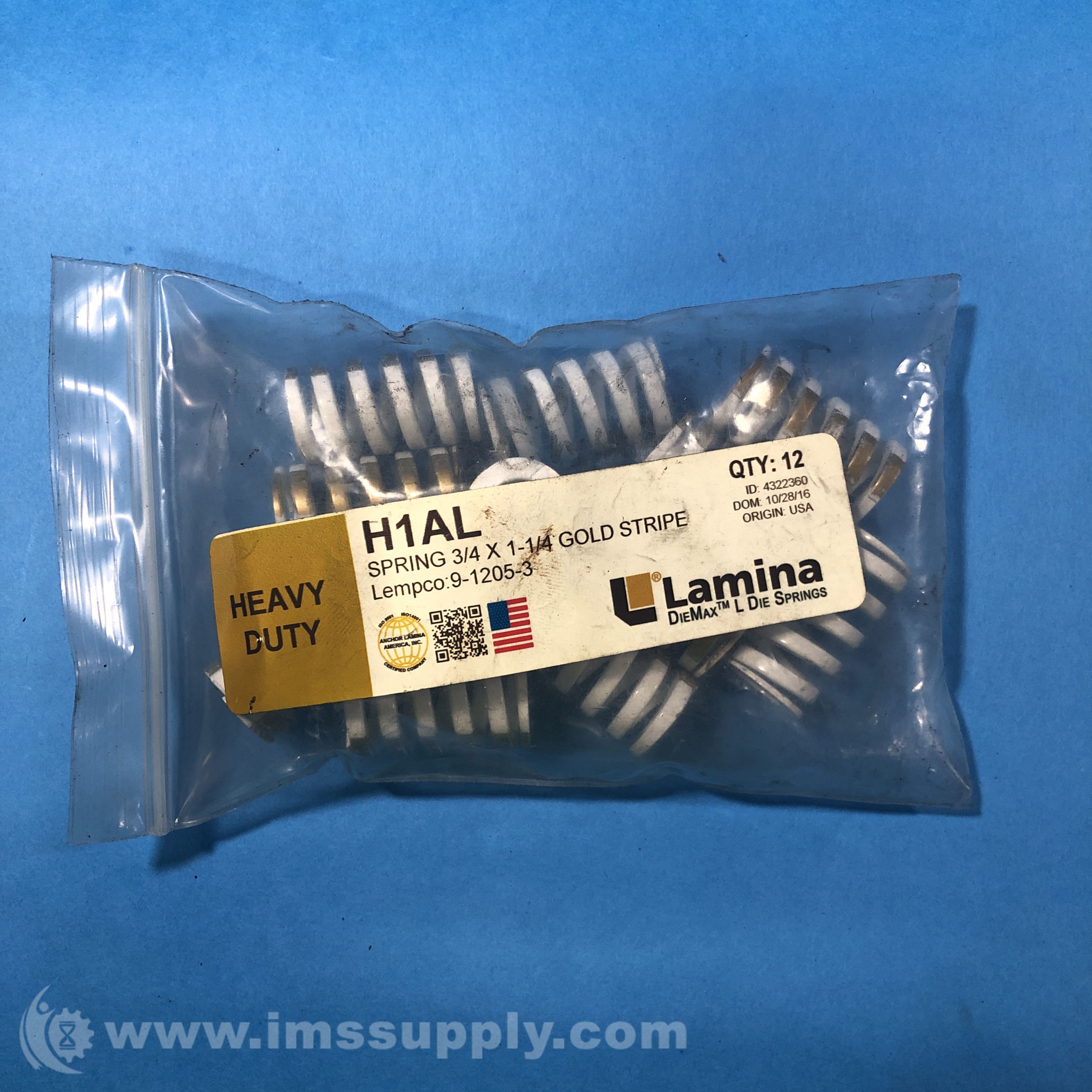 Lamina H1AL Gold Stripe 3/4 x 1-1/4 Die Spring Bag of 12 - IMS Supply