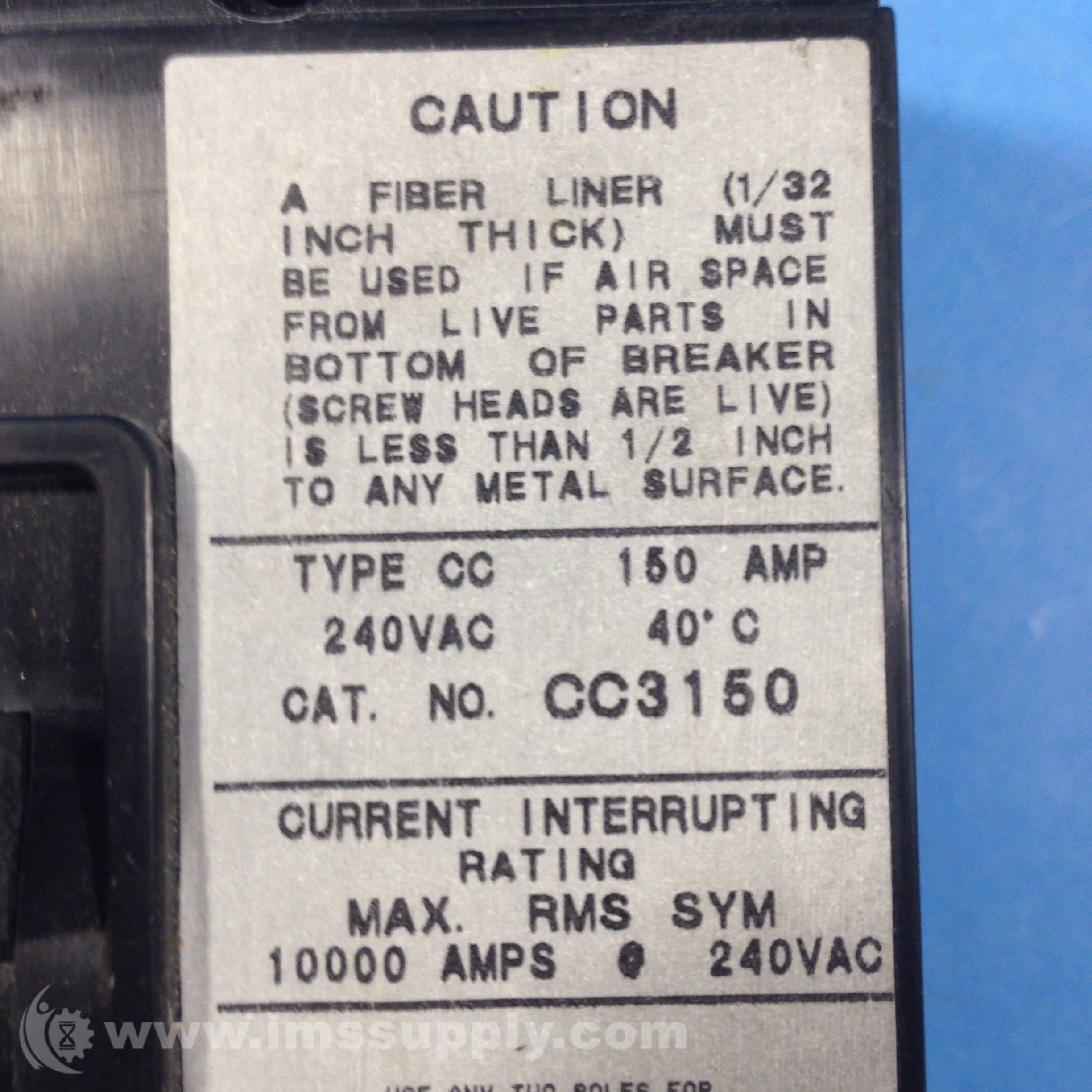 Cutler Hammer CC3150 204V 150 Amp 3 Pole Circuit Breaker - IMS Supply