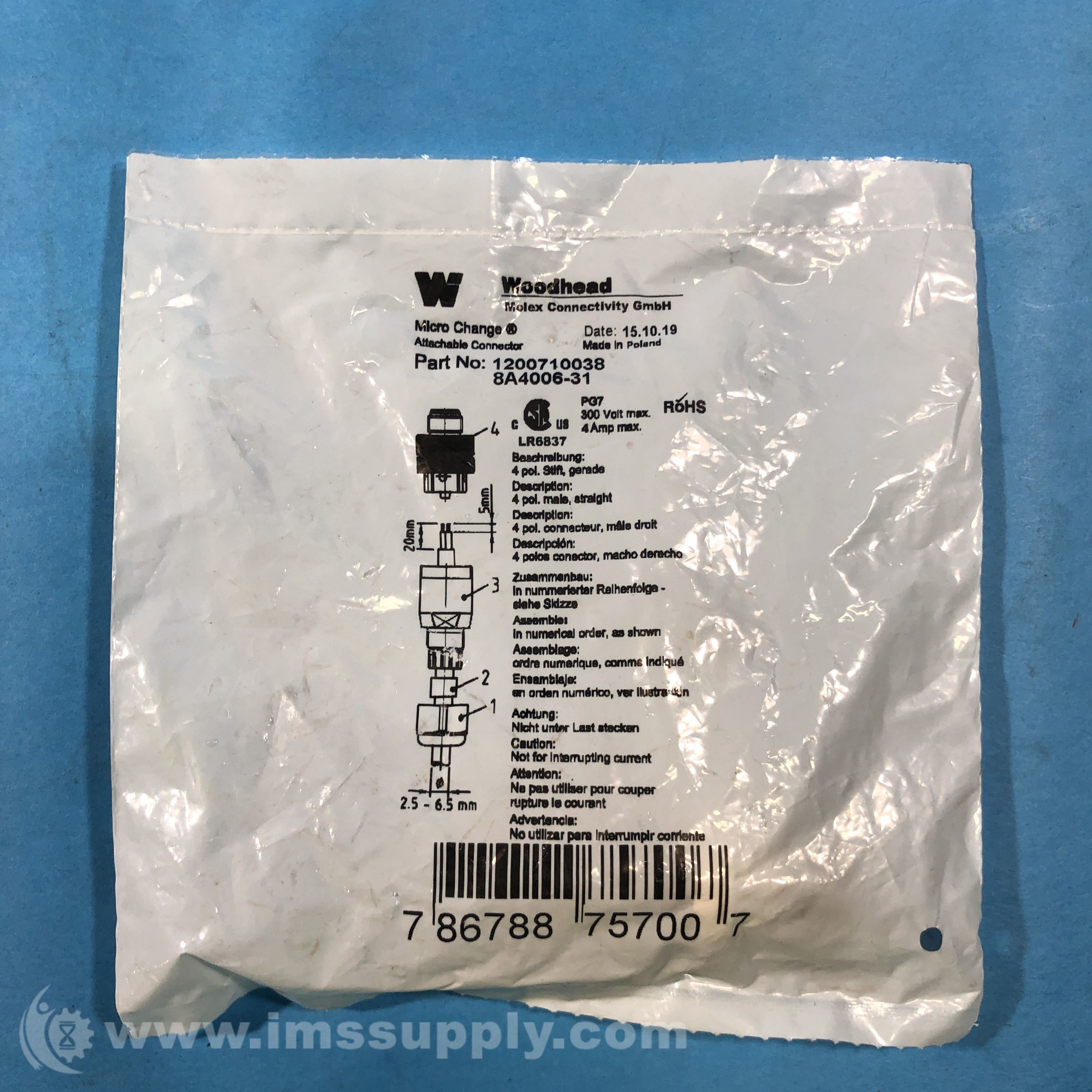 Molex 1200710038 Micro-Change (M12) Connector - IMS Supply