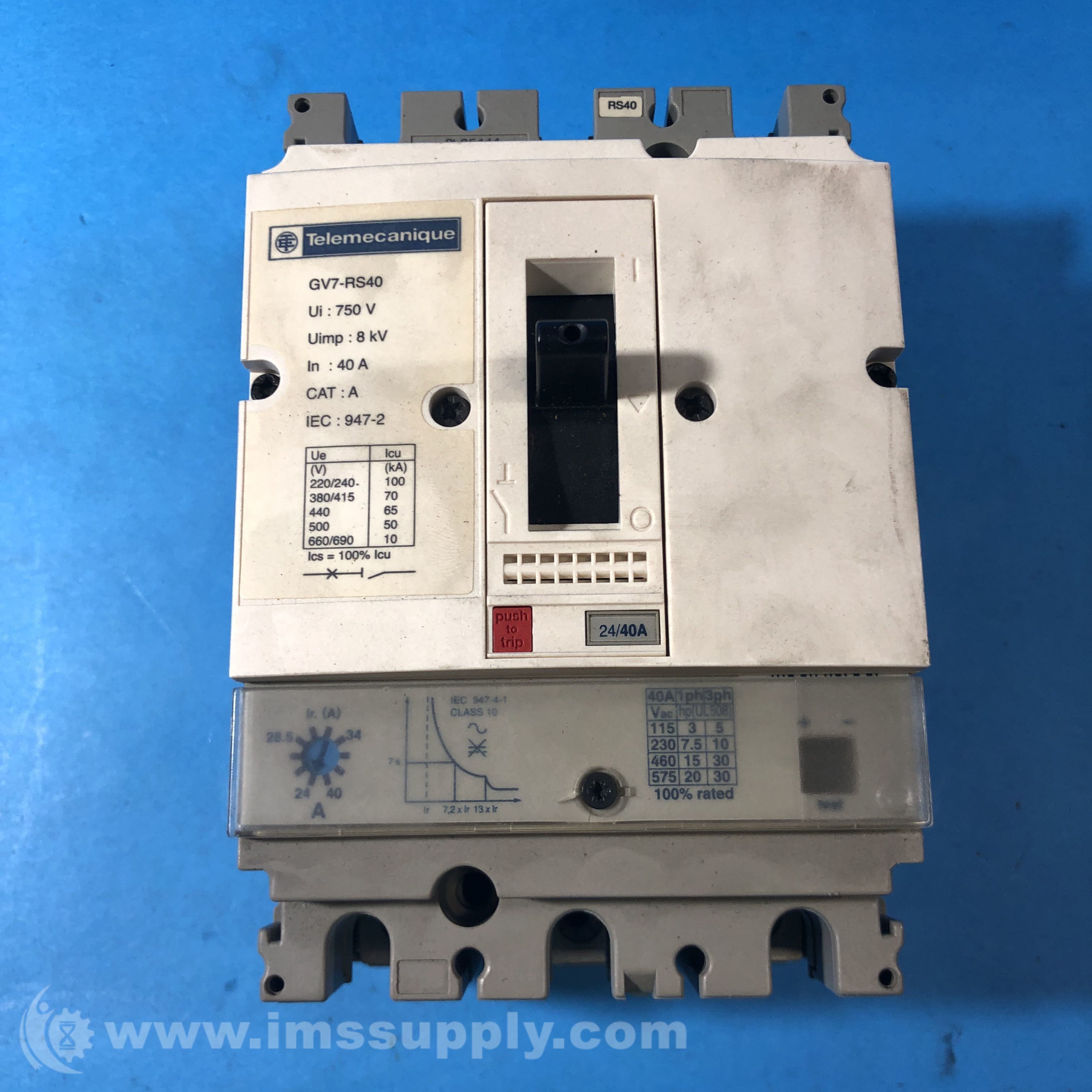 Telemecanique GV7-RS40 Circuit Breaker - IMS Supply