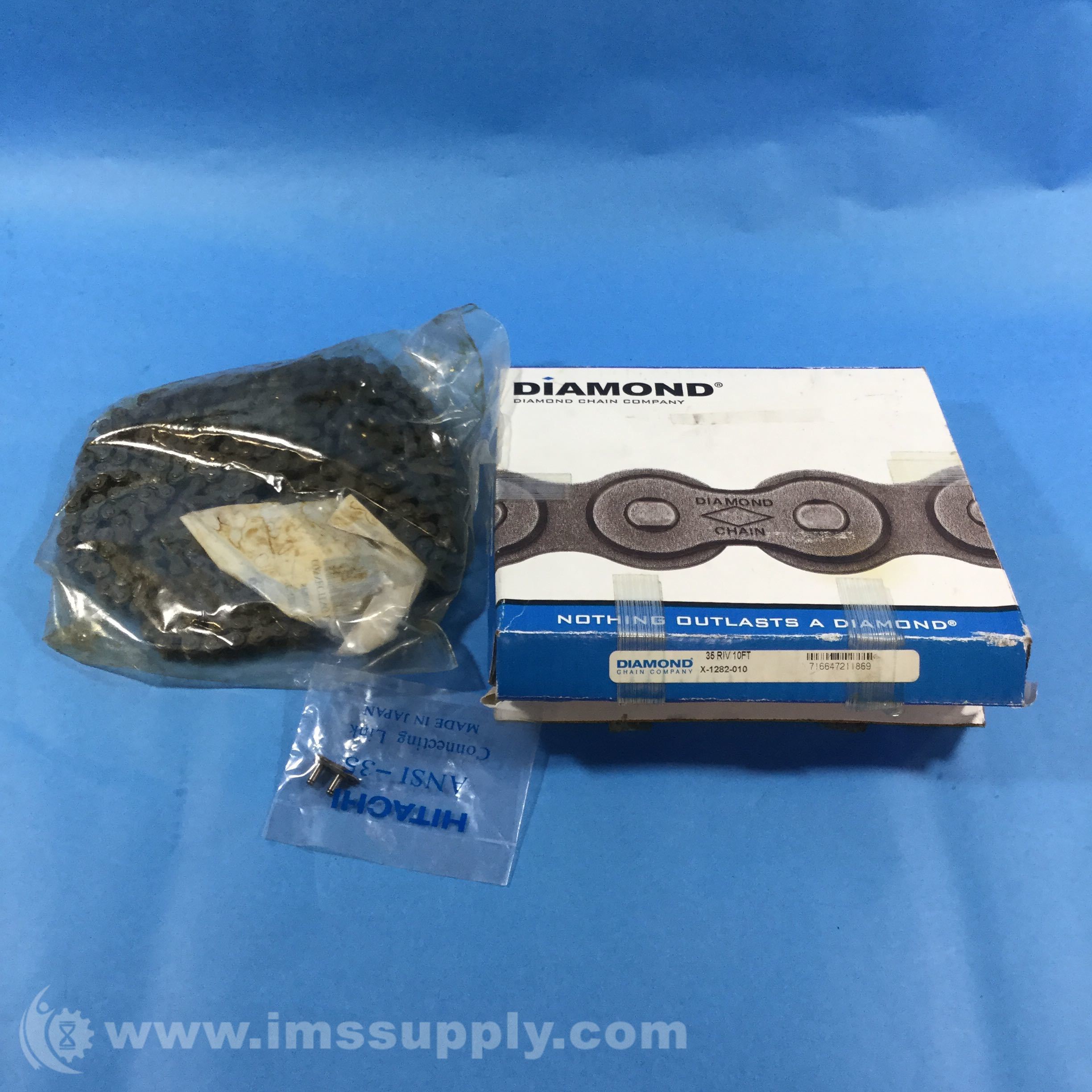 Diamond Chain X-1282-010 Roller Chain, 35 RIV, 10 Feet - IMS Supply