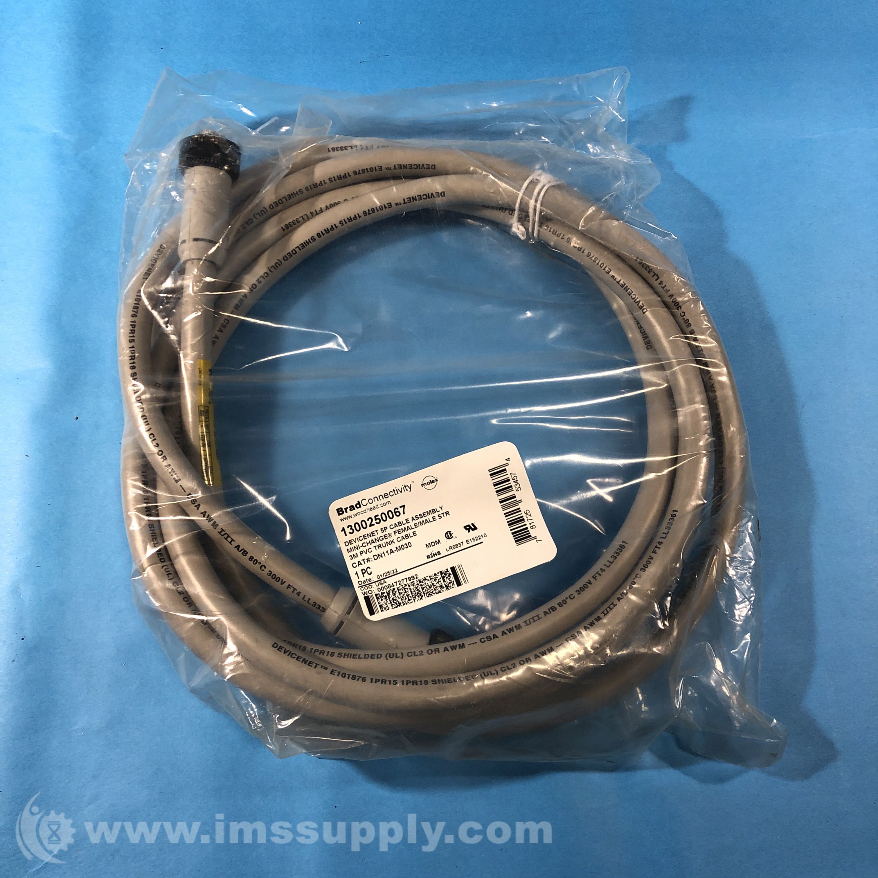 Molex 1300250067 Devicenet 5P Cable Assembly - IMS Supply