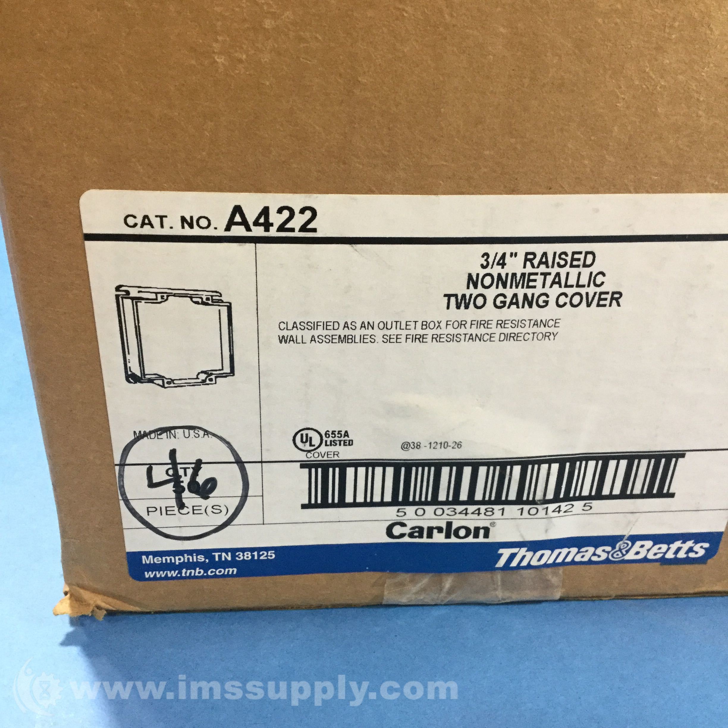 Carlon A422 3/4 Raised, 4 Square ENT Box Extender - IMS Supply