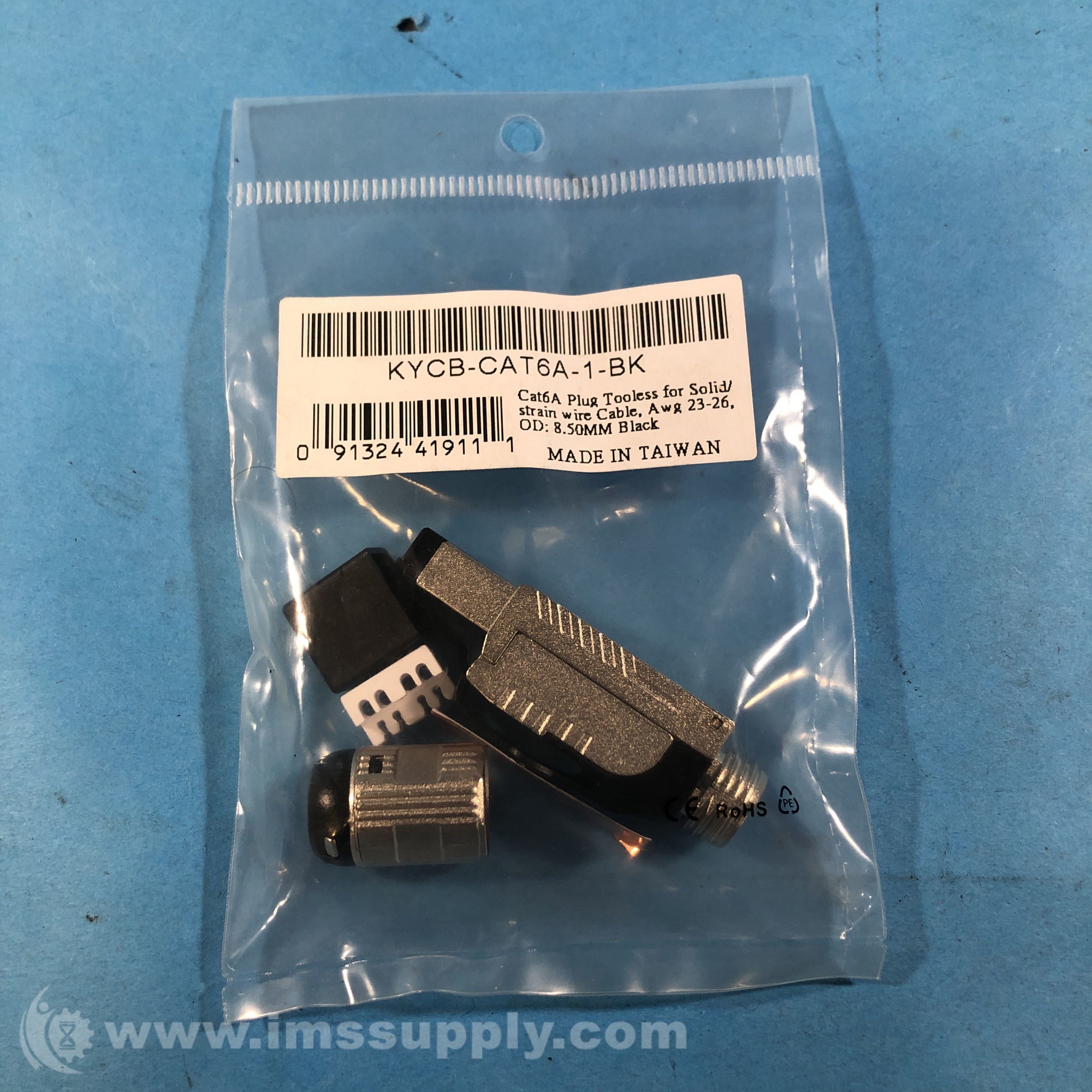 Pi Manufacturing KYCB-CAT6A-1-BK Cat6a Tool Free Zinc Plug - IMS Supply